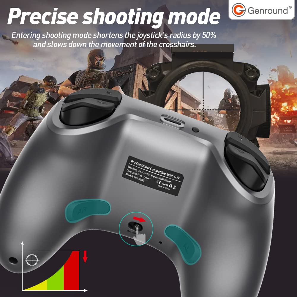Genround Switch Pro Controller, Bluetooth Controller, Joypad Controller for Nintendo Switch, Wireless Controller Compatible with Switch Support Wake up, Auto-sleep and Vibration Functions