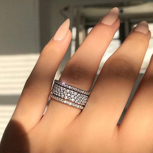Gixaxak 925 Sterling Silver Cubic Zirconia Eternity Engagement Wedding Bands Wedding Ring Anniversary Eternity Bands 3 Band Width Rings CZ Engagement Bridal for Women 6