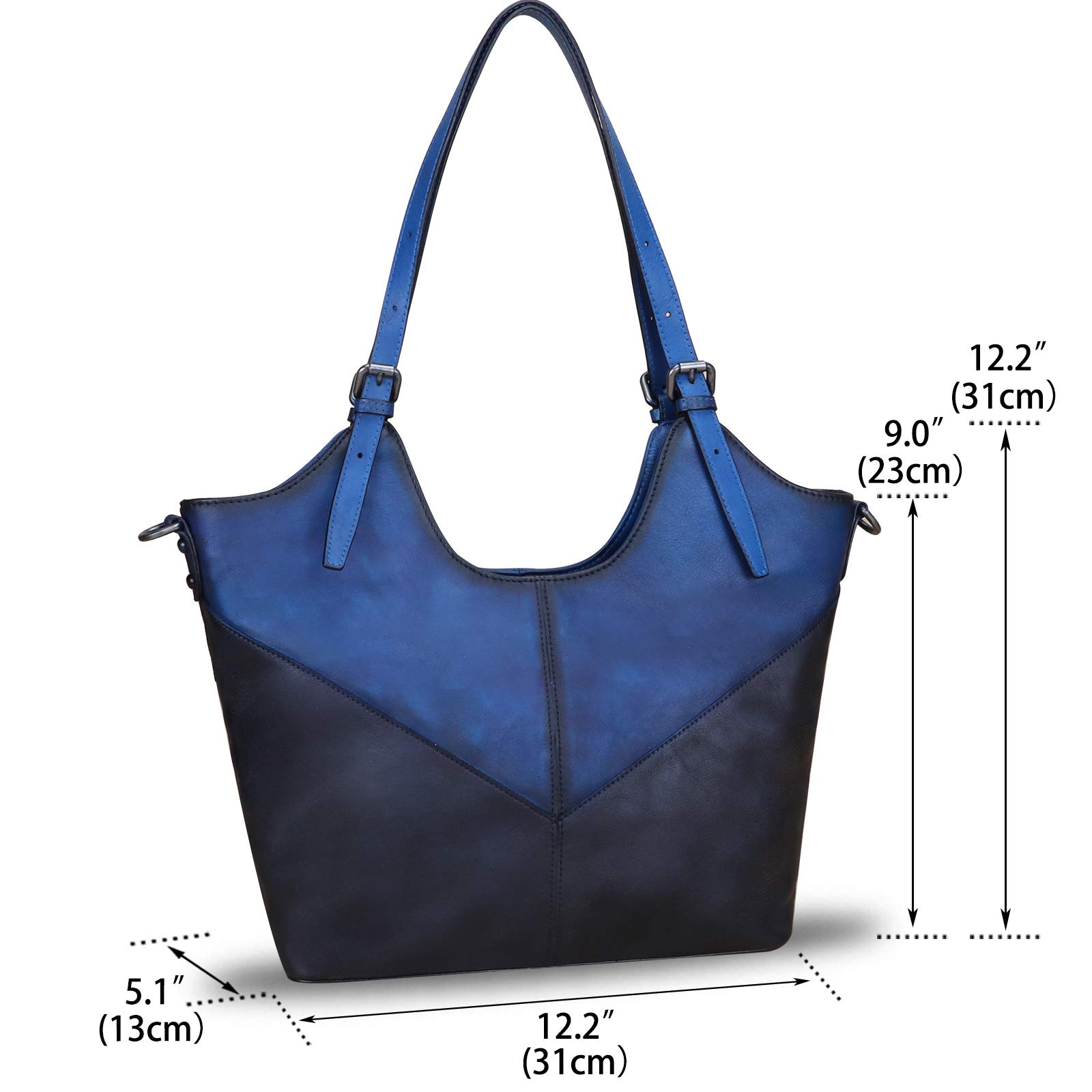 Genuine Leather Handbags for Women Purses Retro Satchel Vintage Handmade Shoulder Bag Cowhide Top Handle Handbag Totes (Coffee)