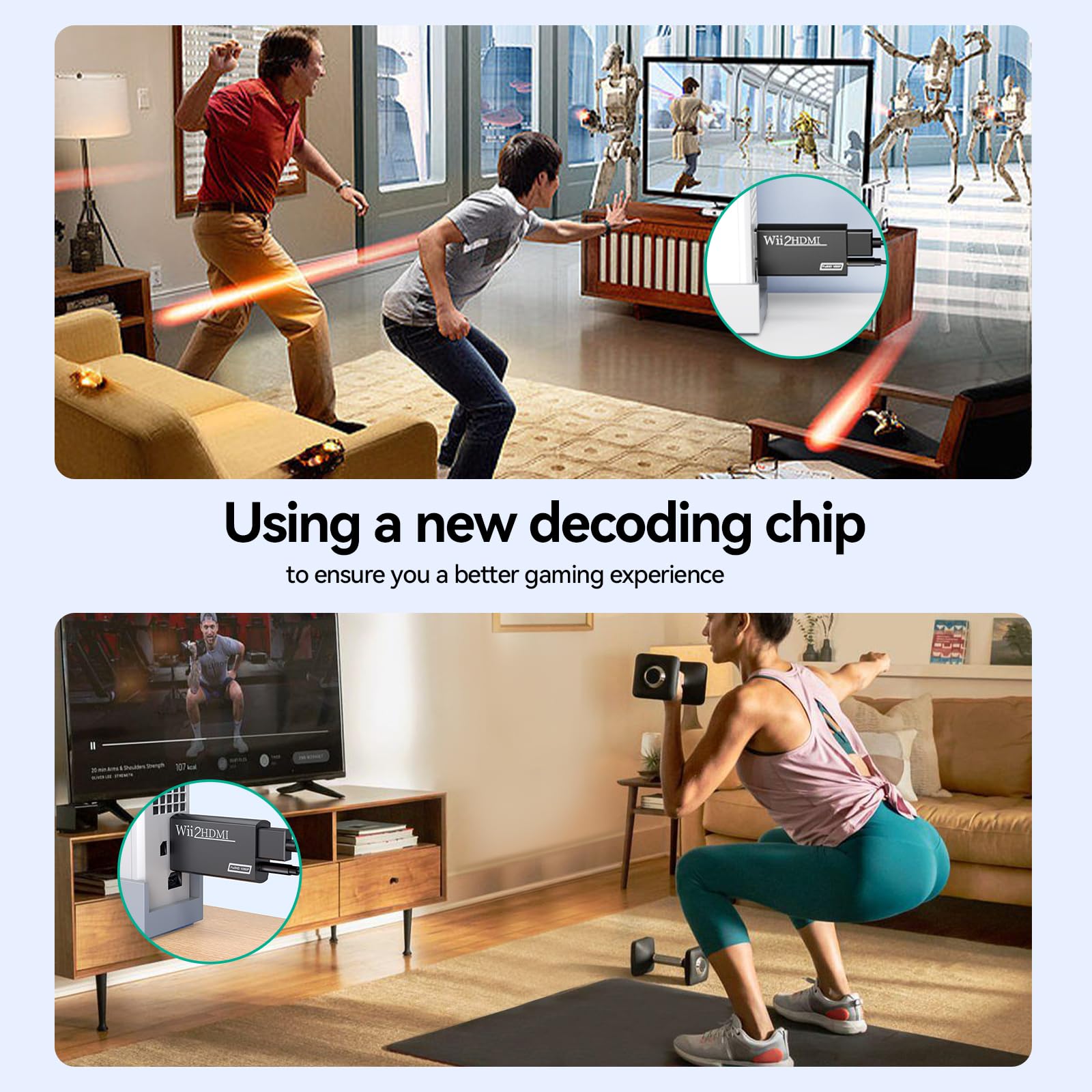 GANA Wii to hdmi Converter, wii to hdmi Adapter, wii to hdmi1080p 720p Connector Output Video & 3.5mm Audio - Supports All Wii Display Modes