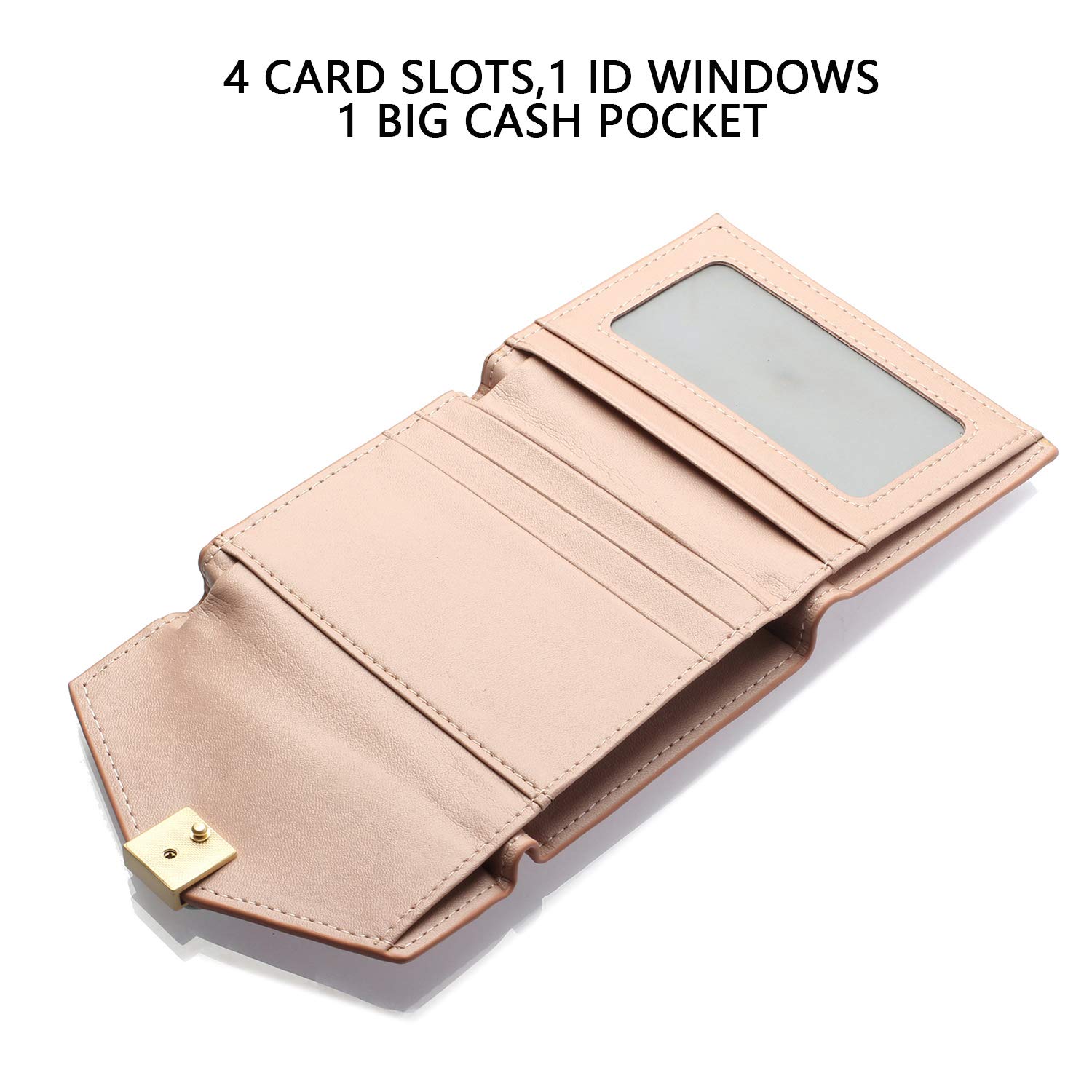 Genuine Leather Wallet for Women, Rivet Studded Money Organizer, Smart Leather Credit Card Case, Multipurpose Small Purse (Pink)