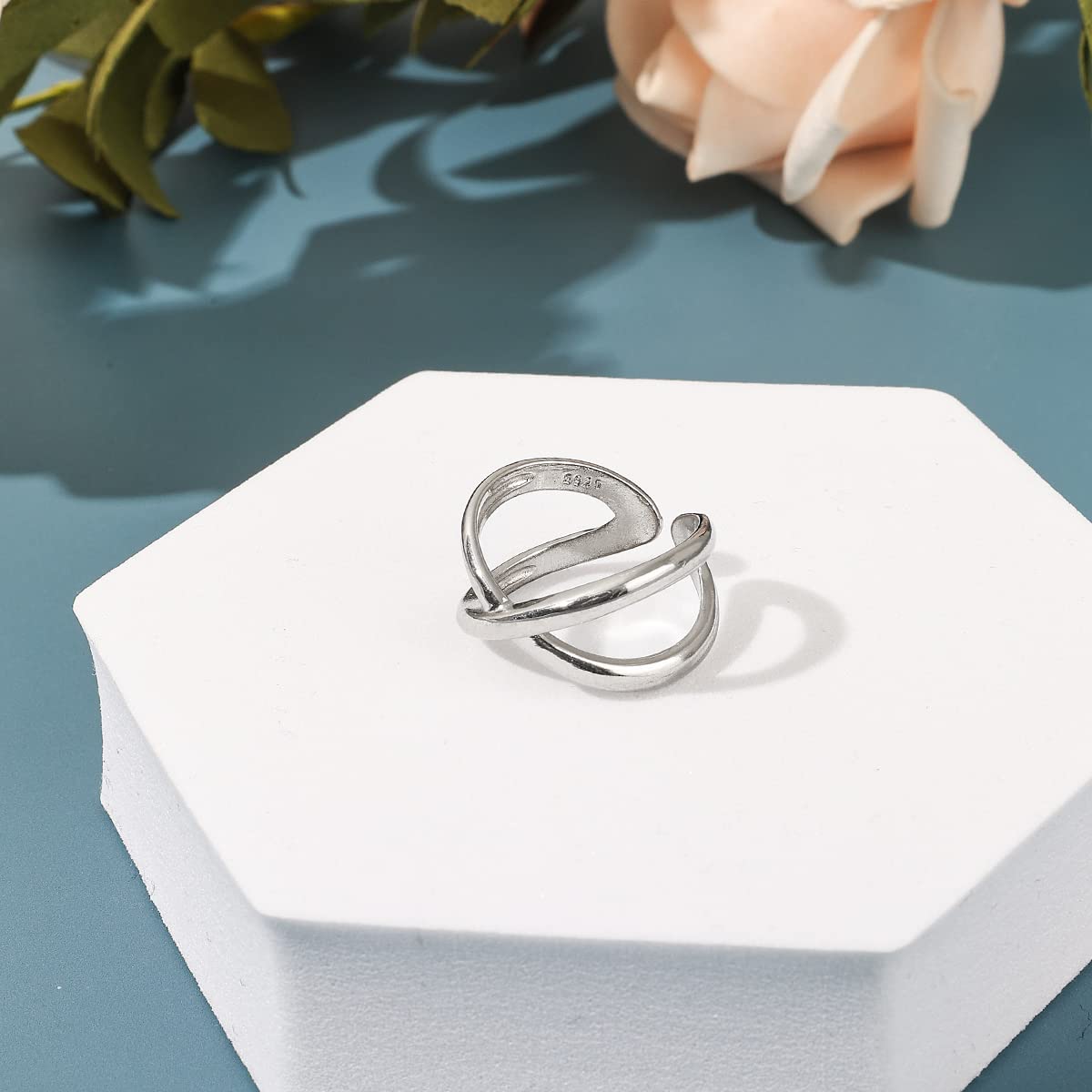 Frmingdocj 925 Sterling Silver Criss Cross X Shape Band Knuckle Ring,Women Adjustable Ring Birthday Valentine Gift Jewelry for Woman