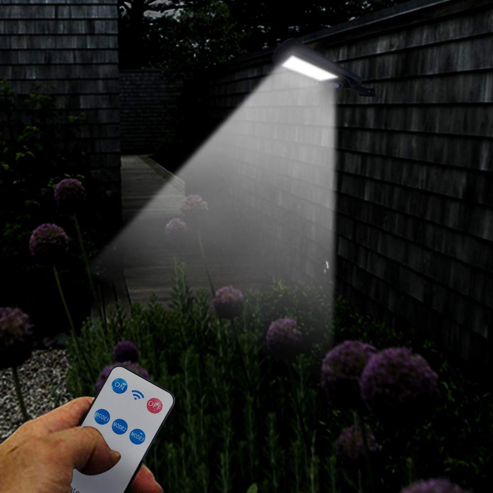 Gloriy Solar Street Lights Outdoor Remote Control Solar Parking Lot Lights 3 Light Mode 96LED Solar Street Pole Light Motion Light for Patio,Path,Yard(2Pack)