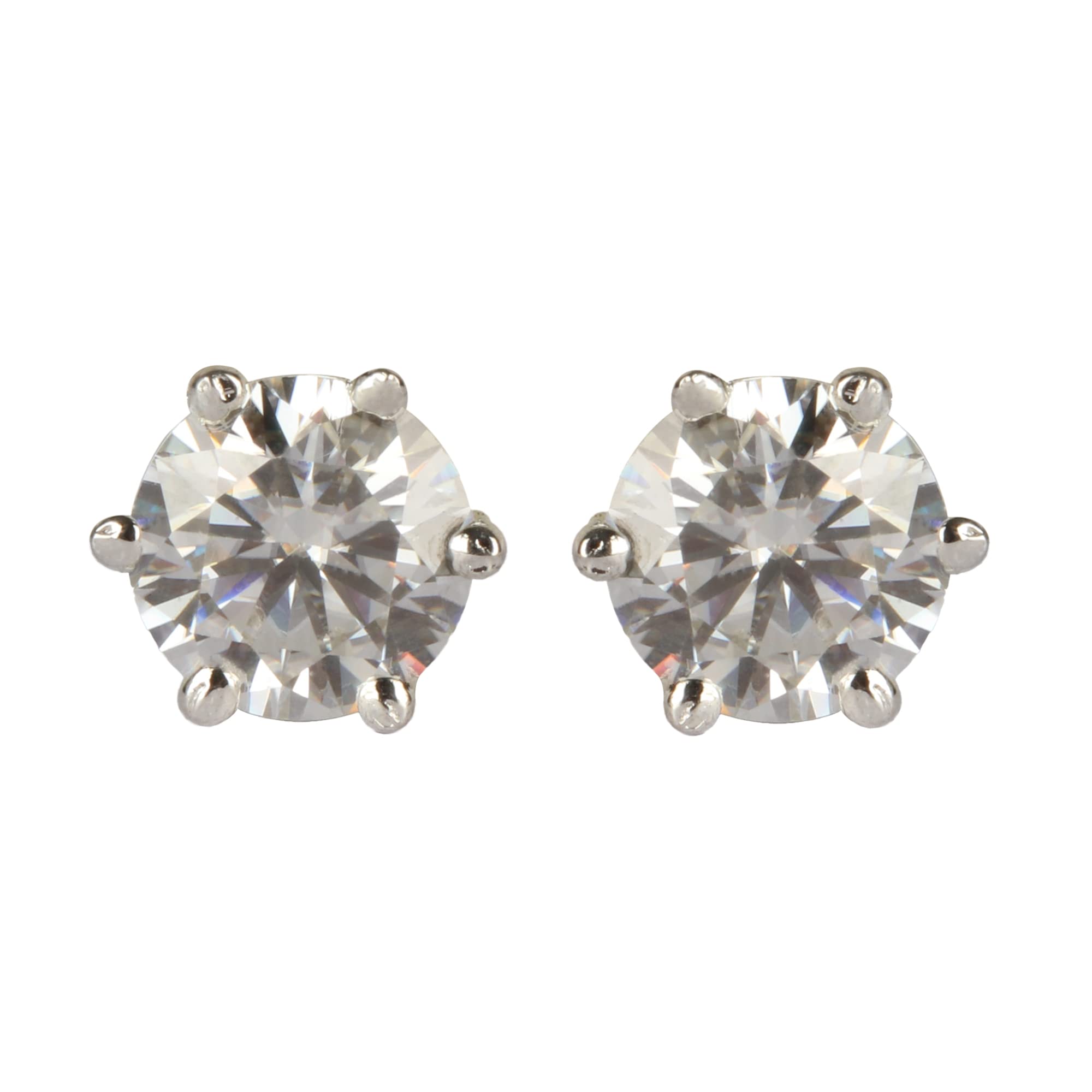 GEMHUB Diamond Stud Earrings, Brilliant Round Cut Diamond Earrings 14k White Gold 1.87 Gram Small Stud Earrings