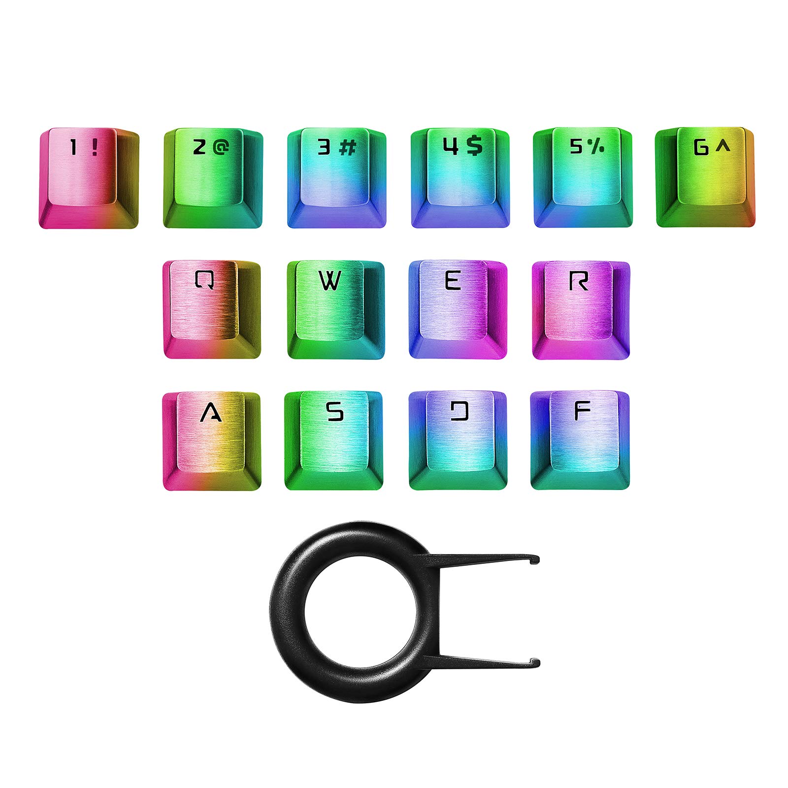 GamCap FPS & MOBA Custom Gaming Keycap,Keycaps set(14 keys) include Key Puller,Durable Stainless Steel Metal Keycap Compatible with Mechanical Gaming Keyboard 60% Keuboards Cherry Mx Switch(Silver)