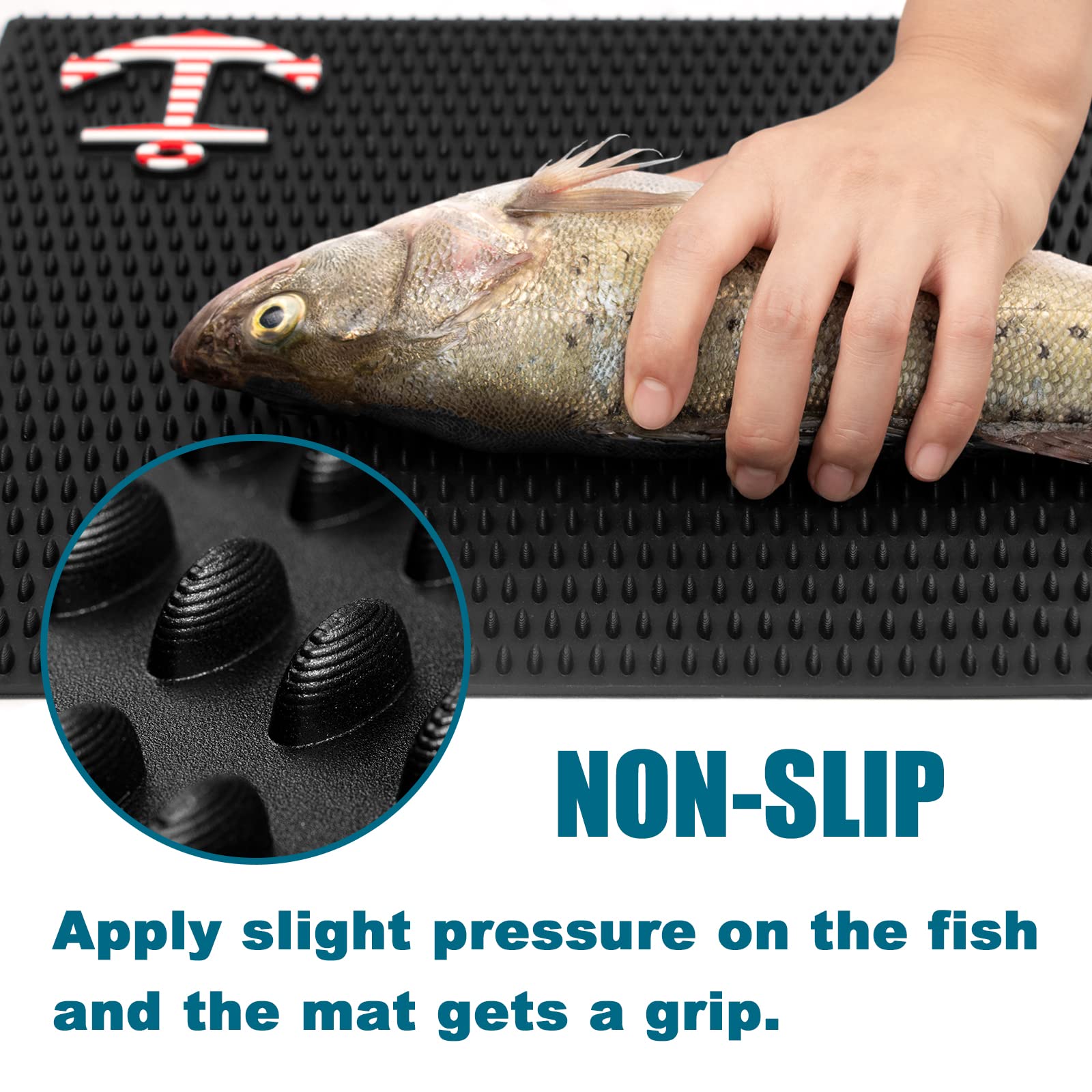 HHQ Fish Fillet Mat Fish Cleaning & Cutting Board Grips Fish for Easy Filleting, 14"x24"