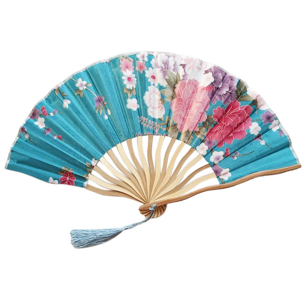 Held Hand Paper Chinese Decor Fan Party Wedding Style Fan Folding Fans Small Loud Fan (0-D, One Size)