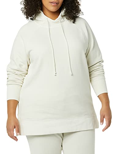 Goodthreads Women's Heritage Fleece Long Sleeve Hooded Tunic Sweatshirt, Cream, Large