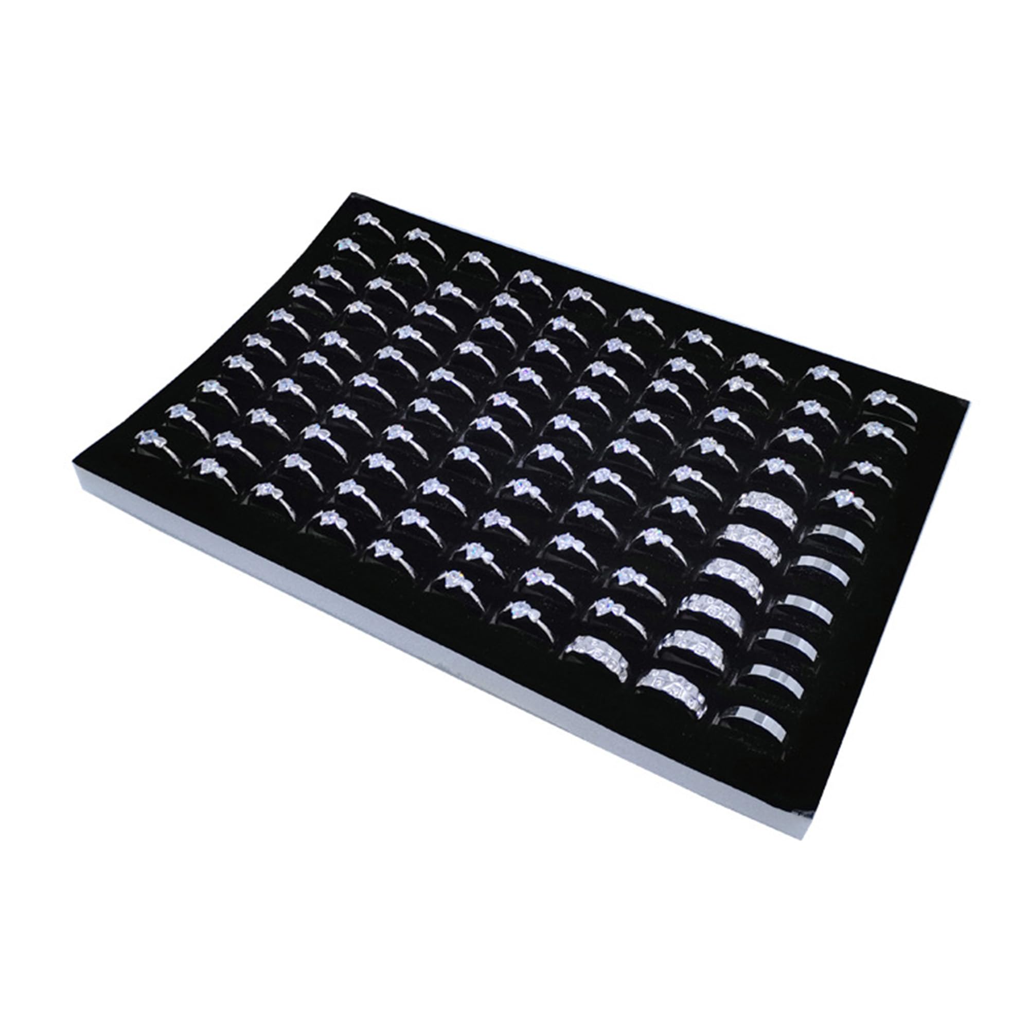 Homeanda Velvet L-Shaped 100 Slots Ring Earring Jewelry Display Tray Organizer Holder (4pcs-Sponge-Black)