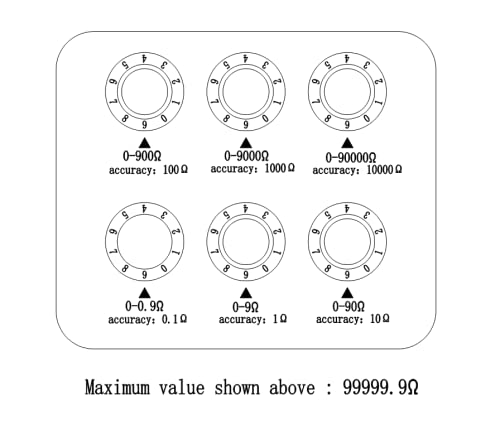 GLTL Decade Resistance Box Adjustable Lab Rotary Resistor Substitution Box Precision DC Variable Knob Switch 0-99999.9 Ohms 0.5W