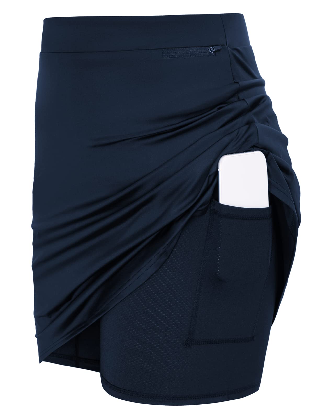 Hanna Nikole Golf Skirts for Women Plus Size Pleated with Shorts Pockets 18" Workout Skorts Navy 20W