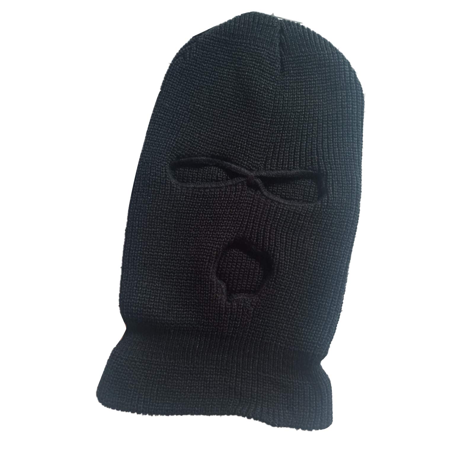 Generic 3-Hole Knitted Full Face Cover Ski Mask,Winter Balaclava Warm Knit Full Face Mask for Outdoor Sports (Black),One Size