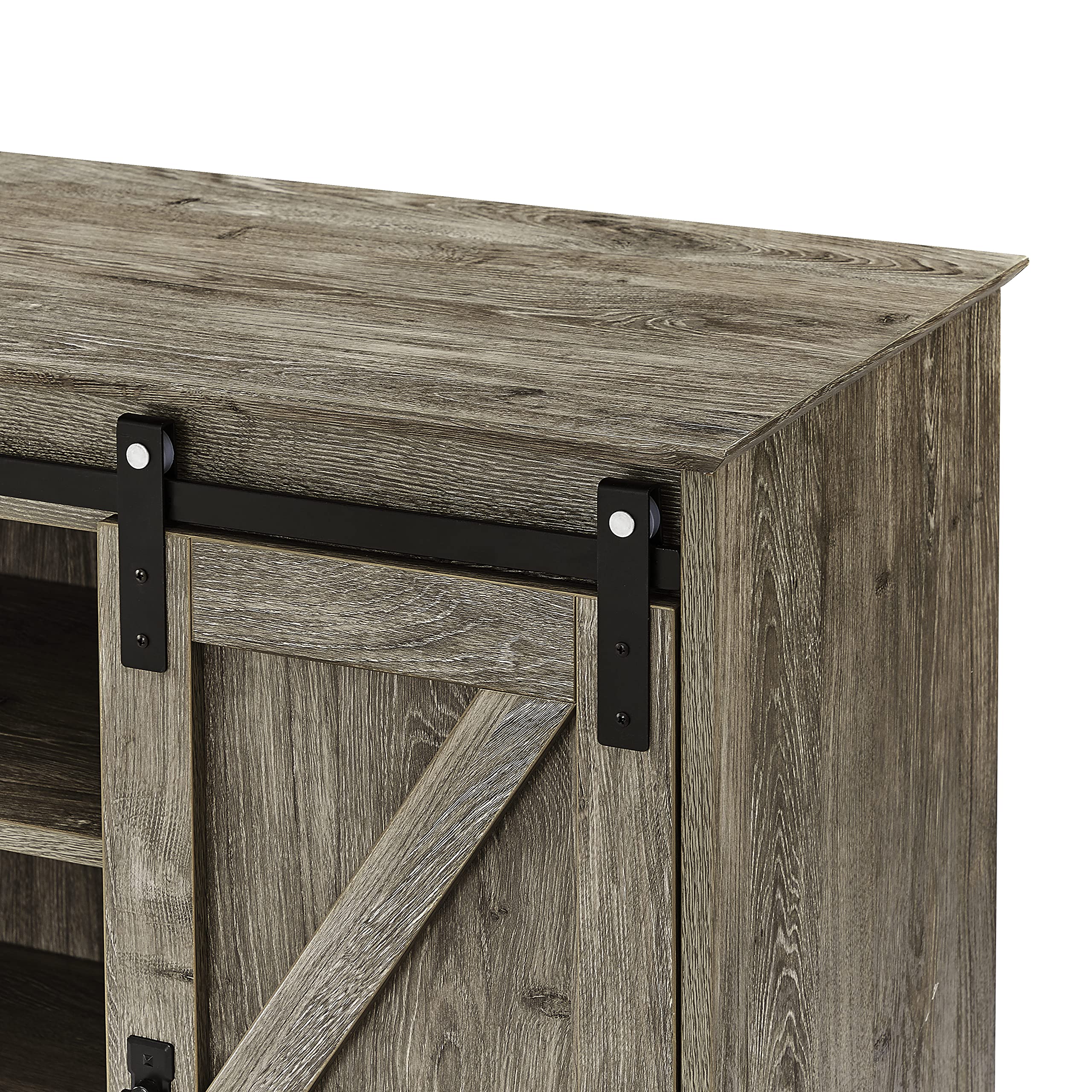 GOOD & GRACIOUS Sideboard for Livingroom, 50 inch Farmhouse TV Stand with Sliding Barn Doors, Sideboard Buffet 3-Tier Storage Cabinet for Kitchen