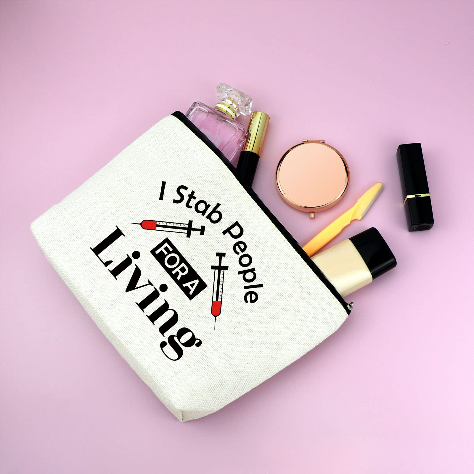 Funny Phlebotomist Gift for Women Makeup Bag Phlebotomy Appreciation Gift Cosmetic Bag Thank You Gift for Medical Technologist Dialysis Technician Practitioner Graduation Gift Travel Toiletry Pouch