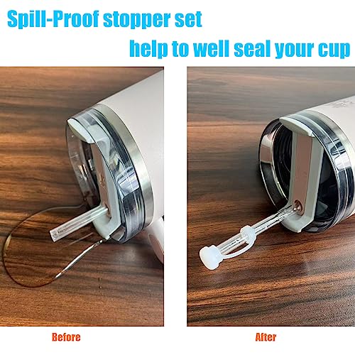 Silicone Spill Proof Stoppers Set Compatible For Stanley H2.0 40oz & 30oz Tumbler, Leakproof Seal Set Including 2 Wingled Spill Stoppers/2 Round Stoppers/2 Straw Covers, Stanley Cup Accessories-2.0
