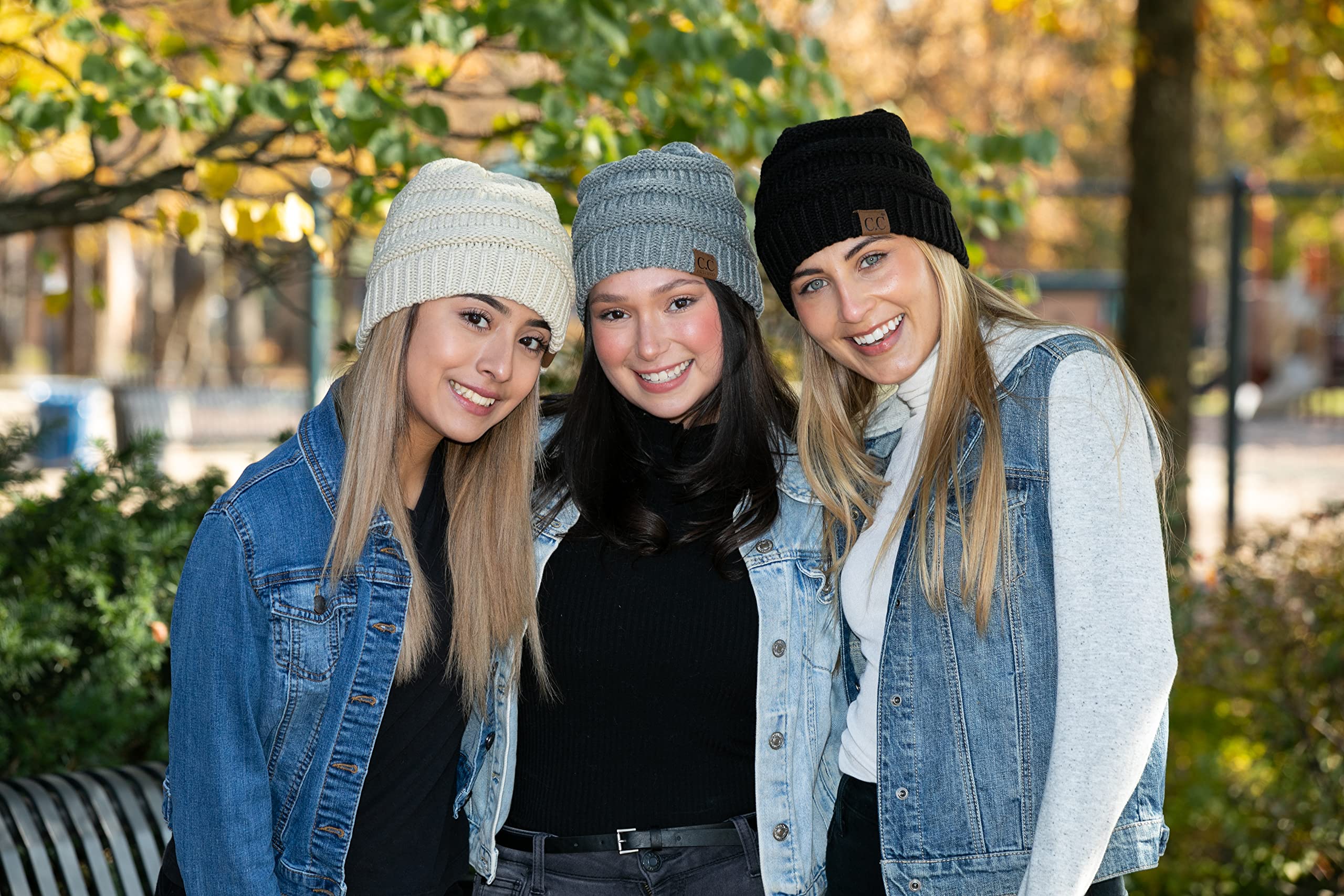 Funky Junque Solid Beanie 3-Pack: Black, H. Grey, Beige