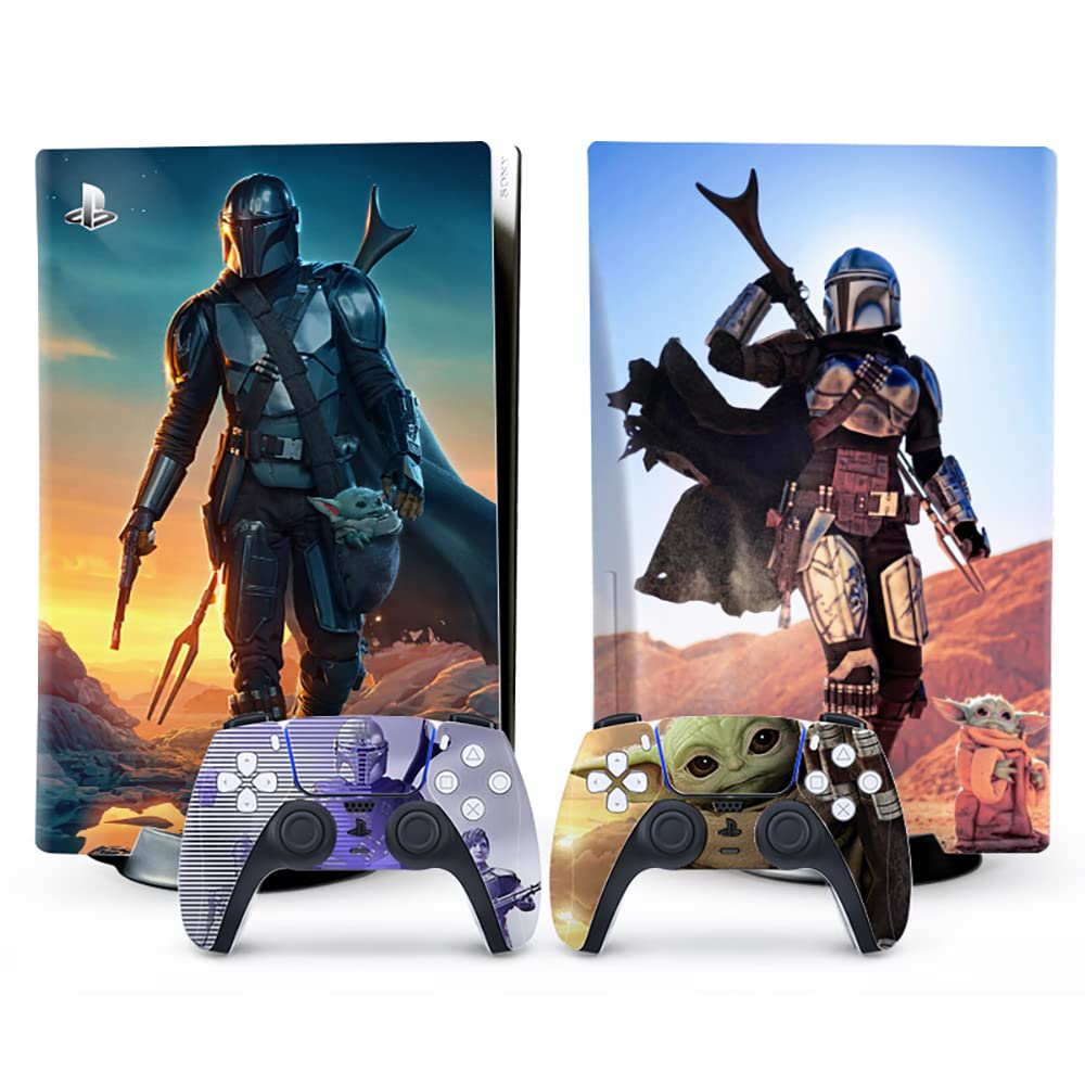Game Console and Controller Skins and Wraps for PS5 Disk Edition, Durable Scratch Resistant Bubble-Free Stitckers for Playstation5 Disc Version