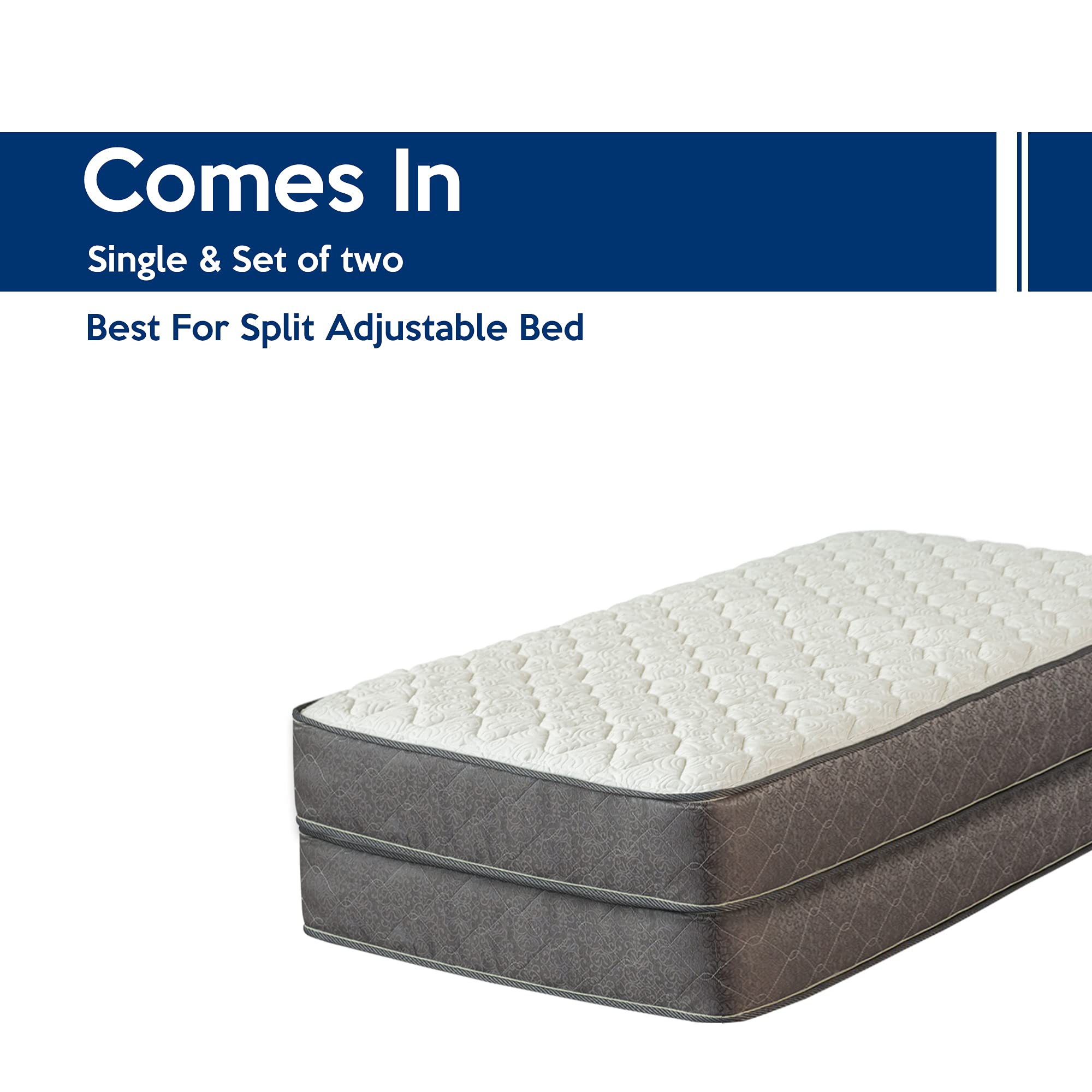 Greaton, 9-Inch Pocketed Coil Rolled Medium Plush Mattress for Adjustable Bed, Queen Size