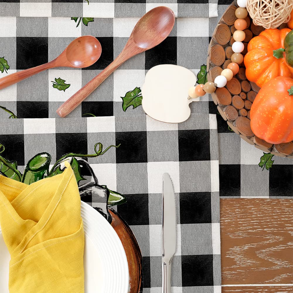 GEEORY Fall Placemats, 12x18 Inch Set of 4 Buffalo Plaid Check Pumpkins Table Decoration for Kitchen Dining, Indoor & Outdoor Dinner Party (Orange Pumpkin) GP085-18
