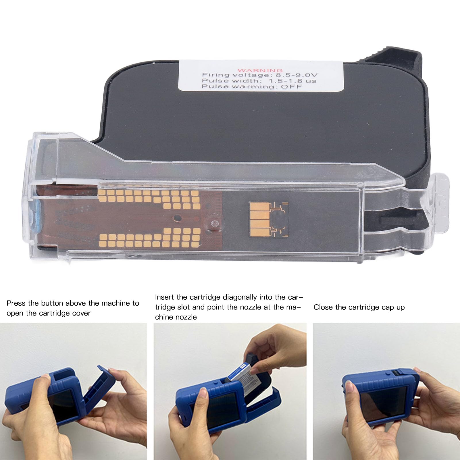 Hilitand 40ml Ink Cartridge Replacement for Printers 12.7mm Handheld Printer Ink Cartridge Portable Ink Cartridge (Blue)