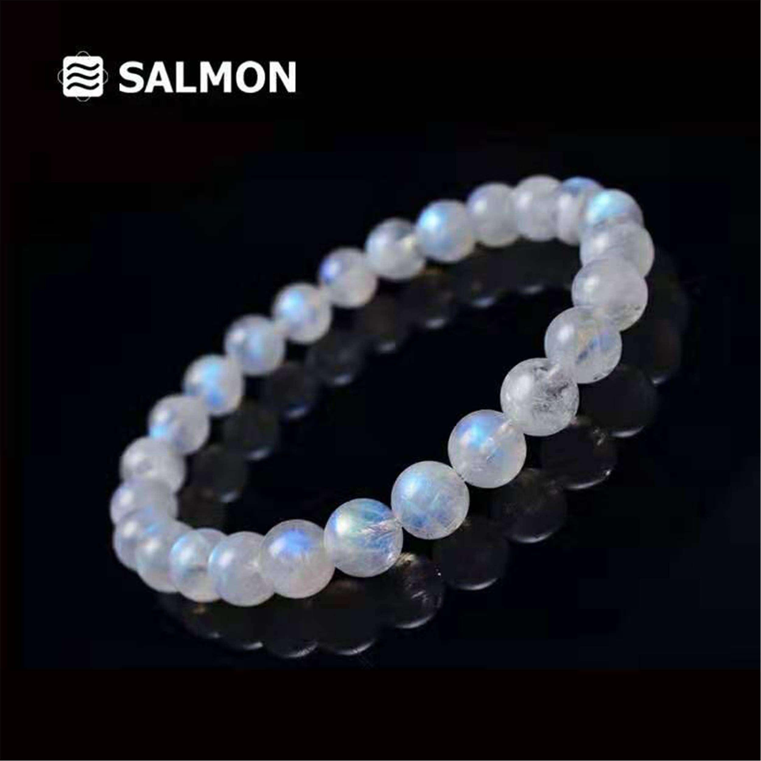 Genuine Natural Moonstone Gemstone Crystal Round Bead Woman Lady Bangle Bracelet