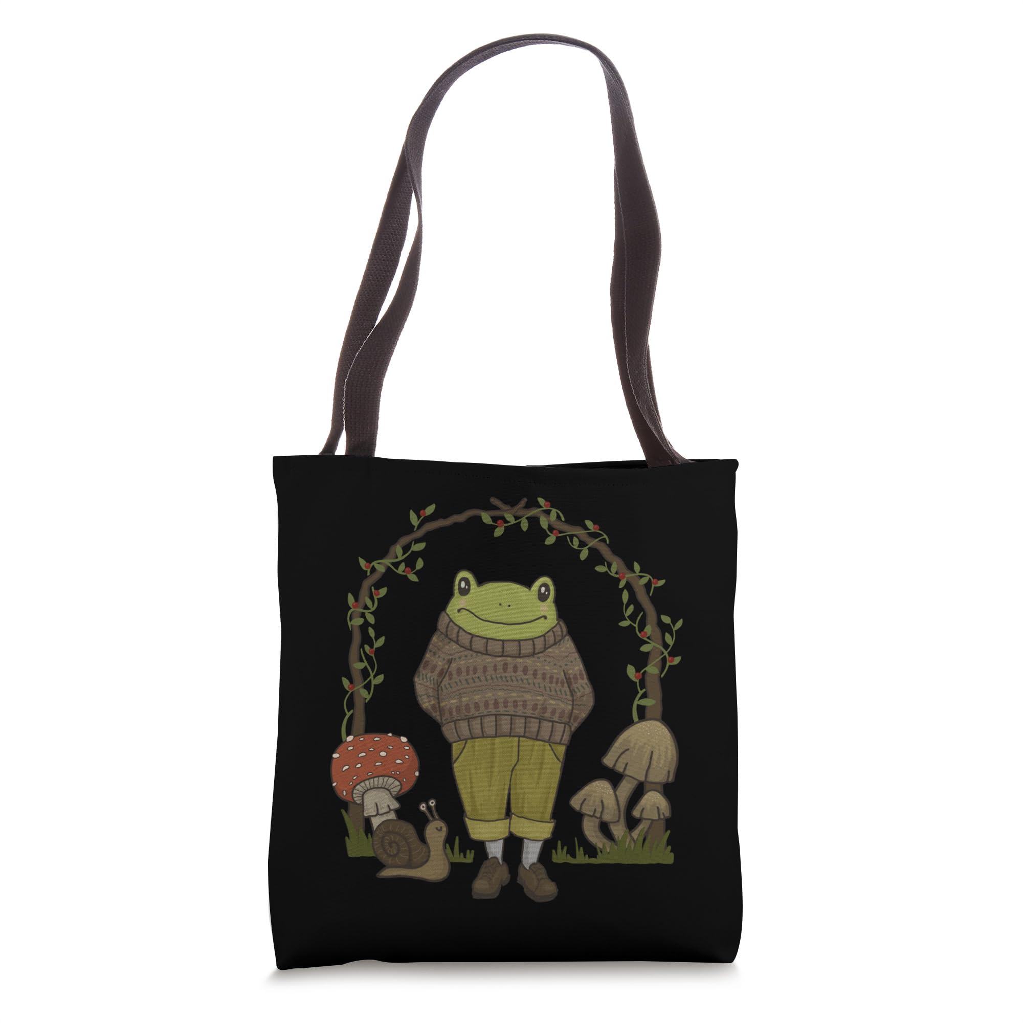 Goblincore Aesthetic Frog Mushroom Cottagecore Dark Academia Tote Bag