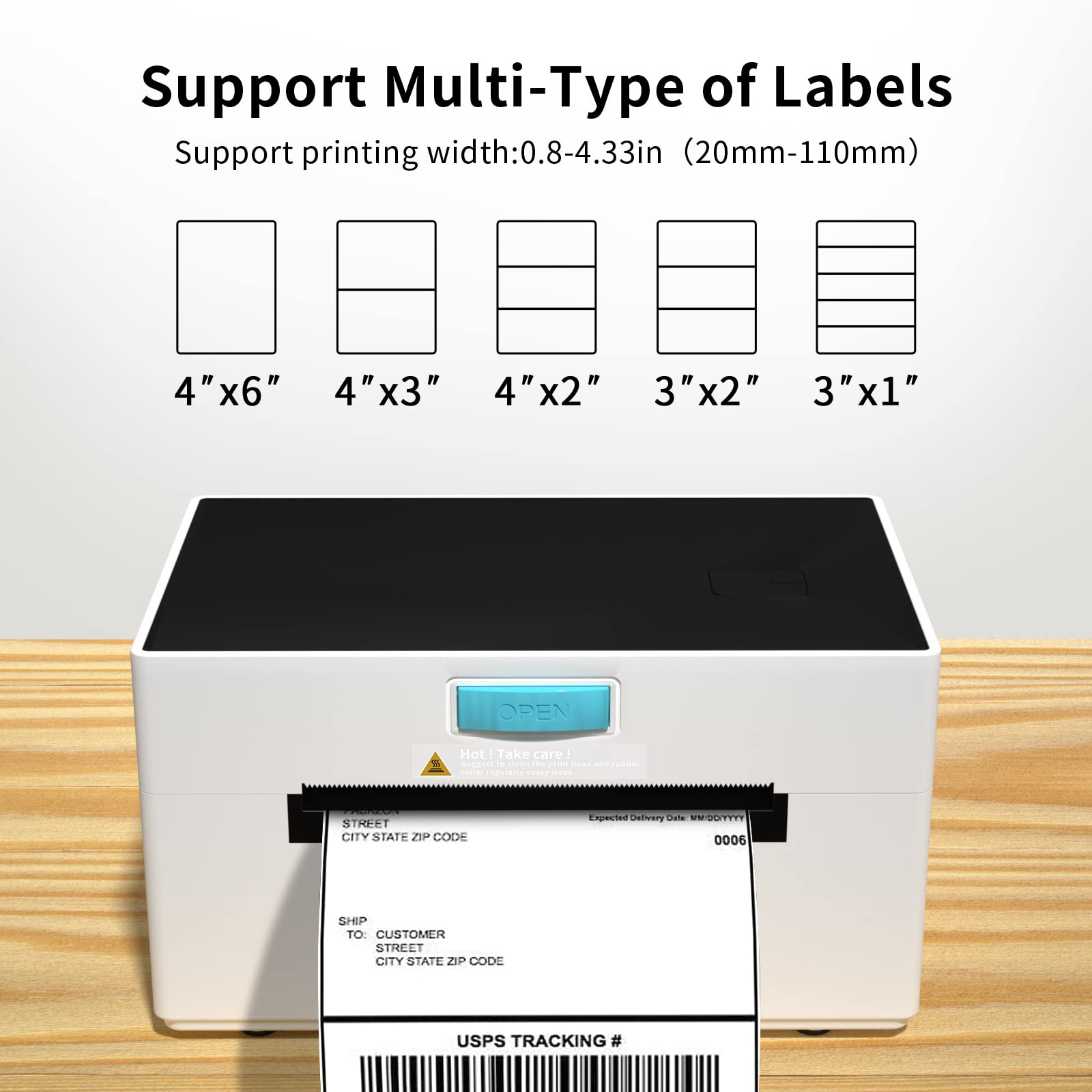 GearKing Shipping Label Printer with Holder- 4x6 Desktop Thermal Label Printer for Shipping Packages & Small Business, Compatible with USPS,FedEx,Etsy, Shopify,Ebay,Amazon for Windows and Mac