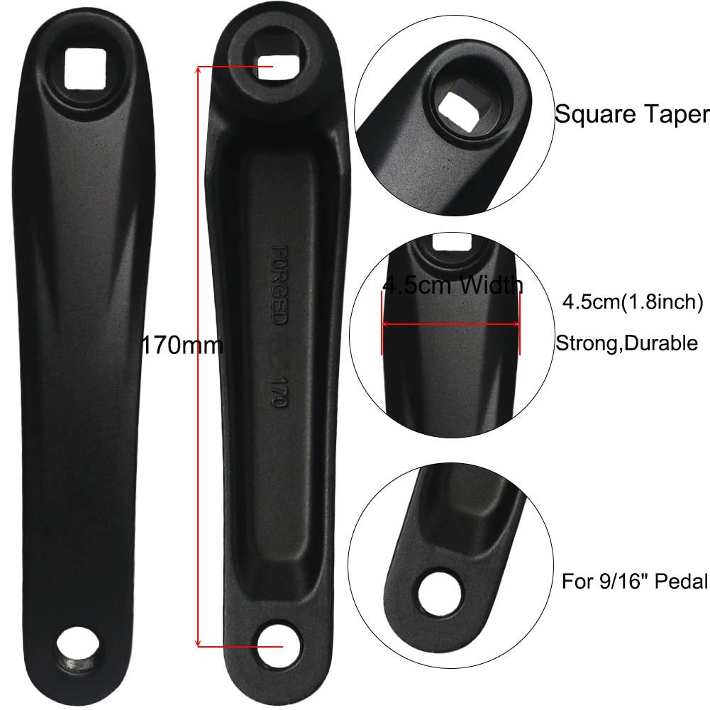 GANOPPER Square Taper MTB Crankset 1X Mountain Bike Single Speed Bicycle Crank Arm Set 34T Chainring 104mm BCD Narrow Wide Teeth