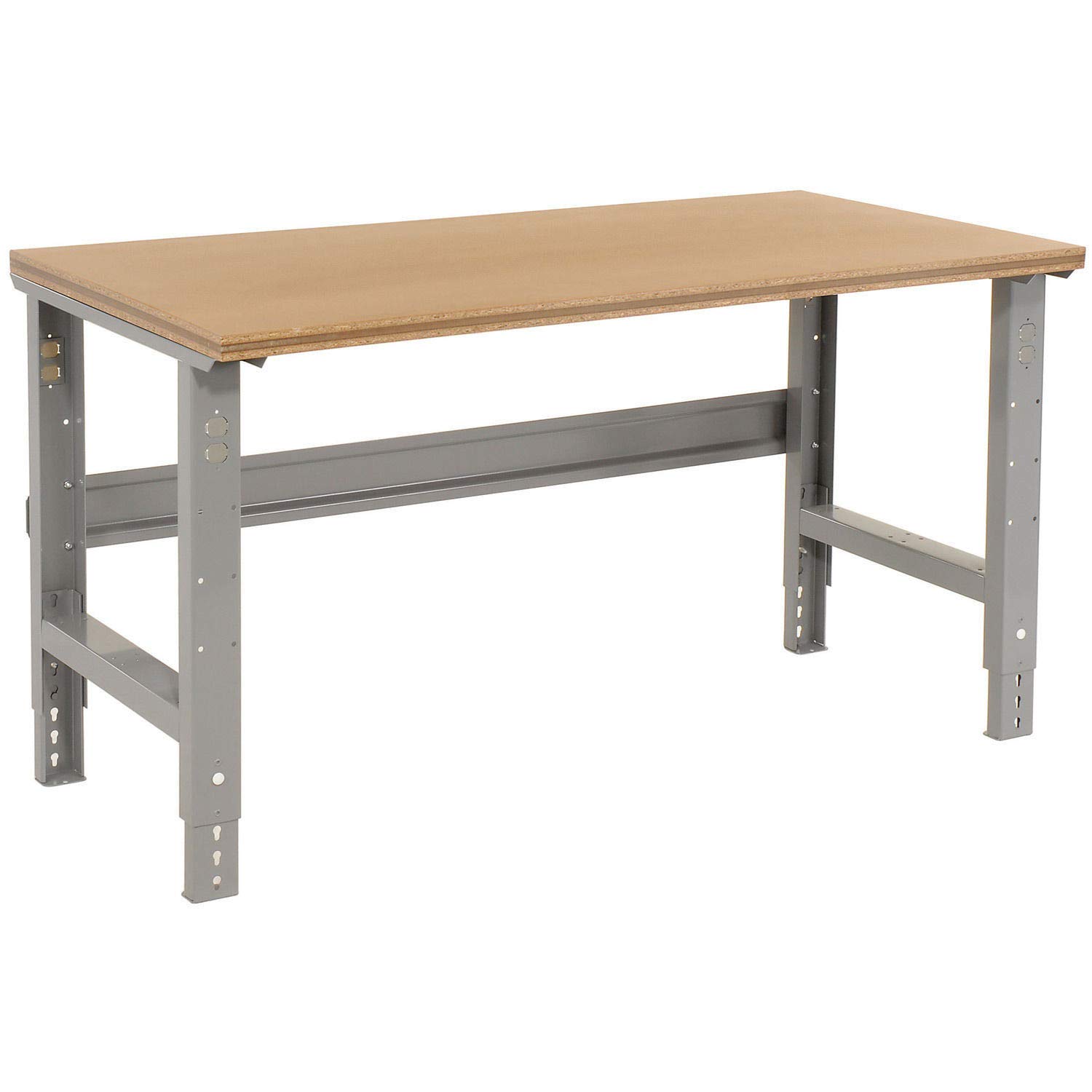 Global Industrial Adjustable Height Workbench C-Channel Leg, Shop Top Square Edge, 60"W x 30"D, Gray