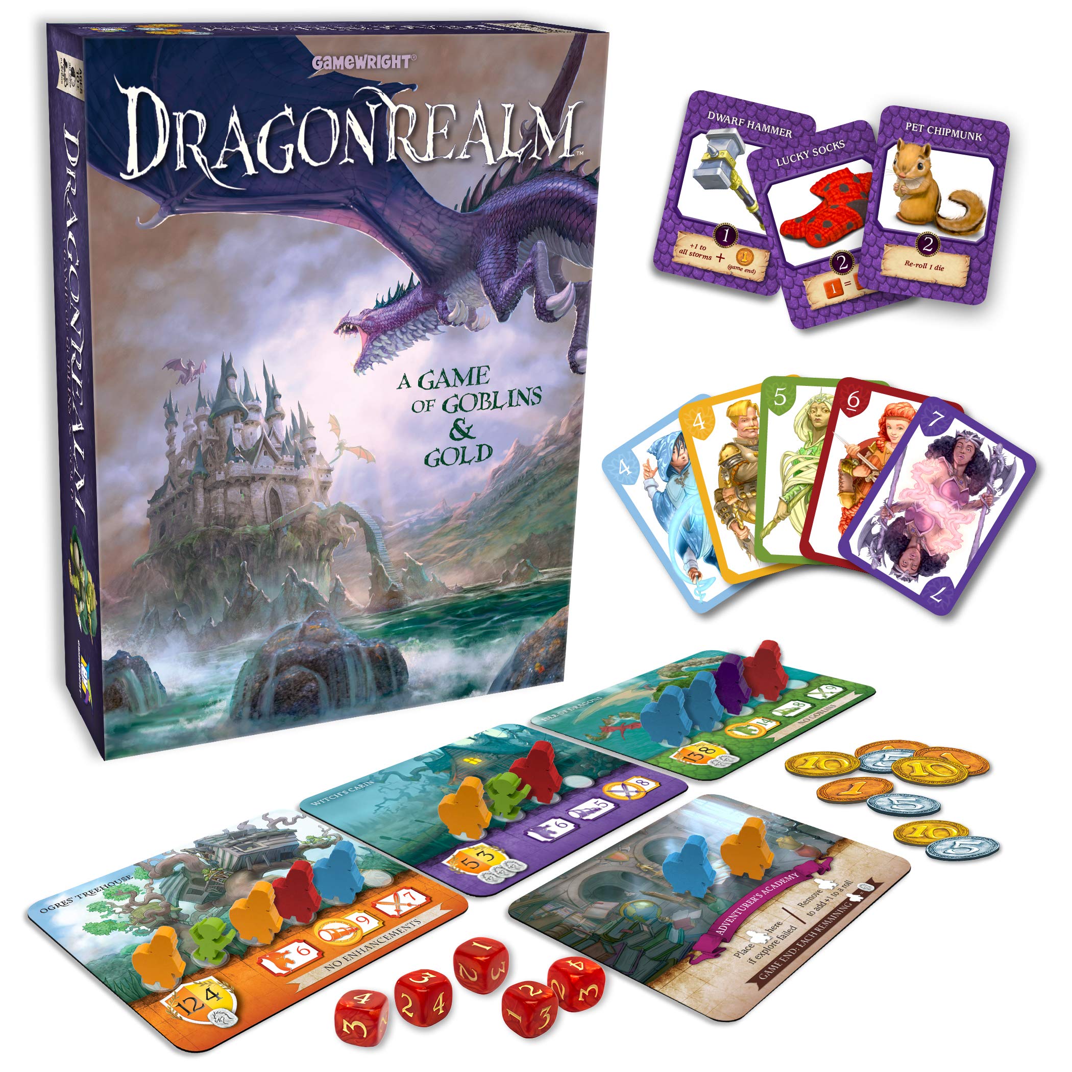 Gamewright Dragonrealm – A Strategy Card and Dice Game of Goblins & Gold