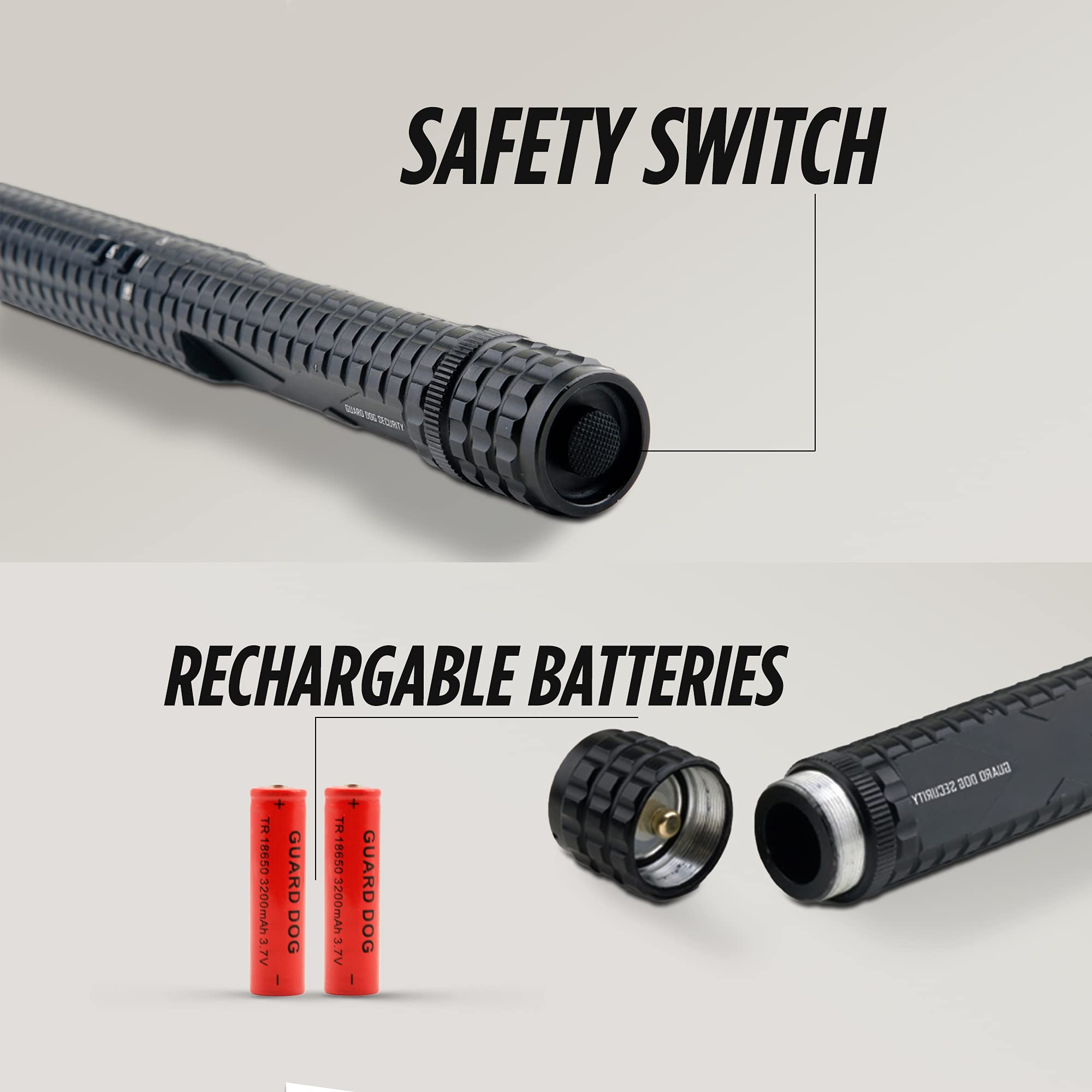 Guard Dog Security Stun Gun Flashlight, Maximum Voltage, 300 Lumens 3 Functions, Rechargeable