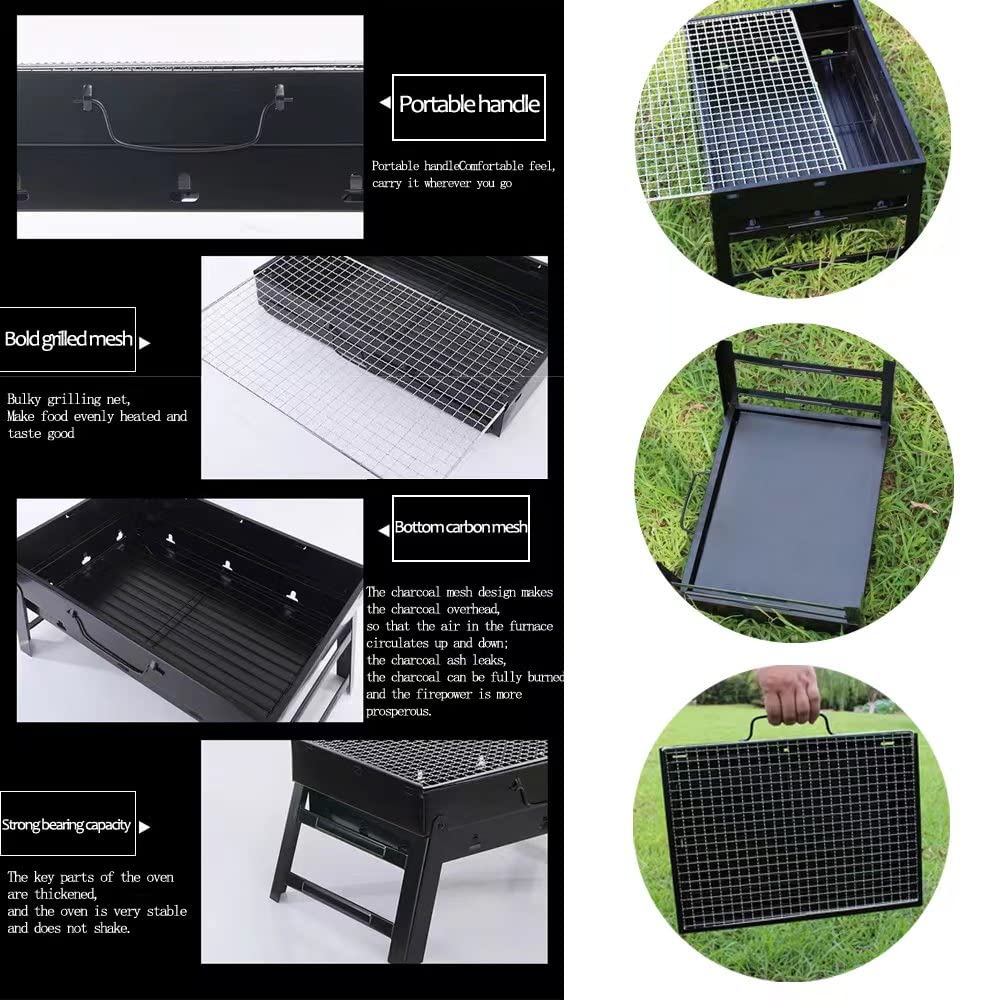 Folding Portable Barbecue Charcoal Grill, Barbecue Desk Tabletop Outdoor Stainless Steel Smoker BBQ for Outdoor Cooking Camping Picnics Beach