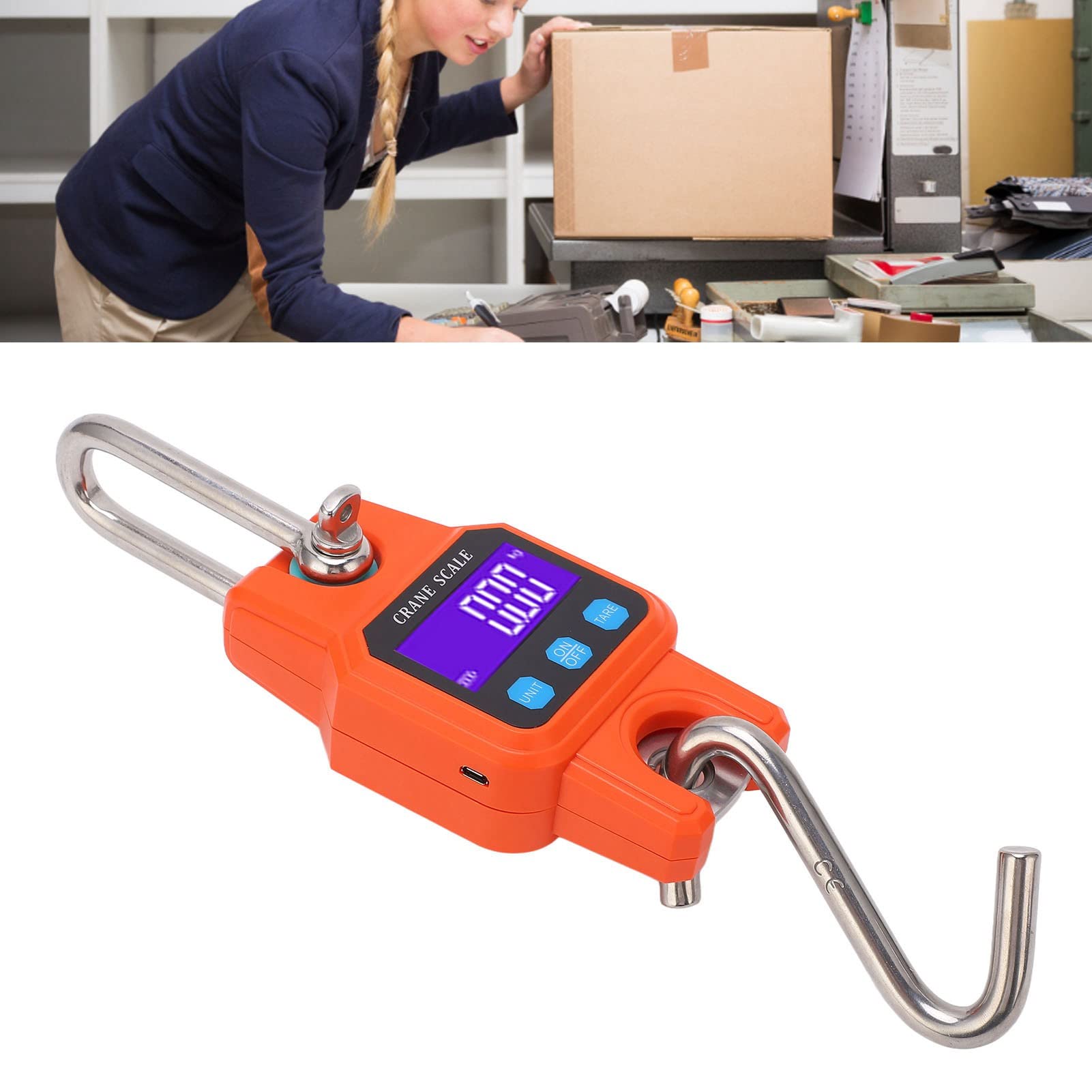 Hanging Scale, Digital Display LB KG N Crane Scale High Accuracy for Fishing (Orange)