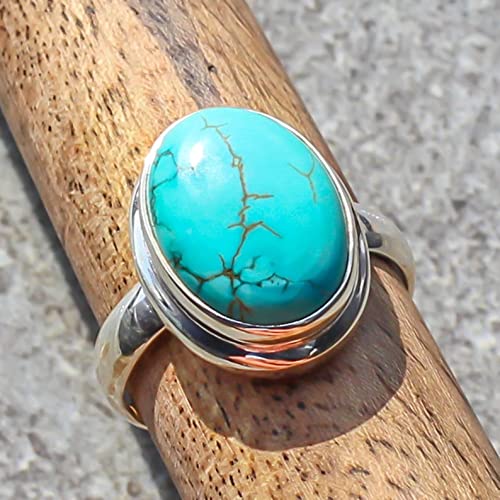 Generic Tibetan Turquoise Oval Shape Gemstones/Handmade Silver Ring/silver ring size 5 6 7 8 9 10 11 12 us-1334 (7.5)