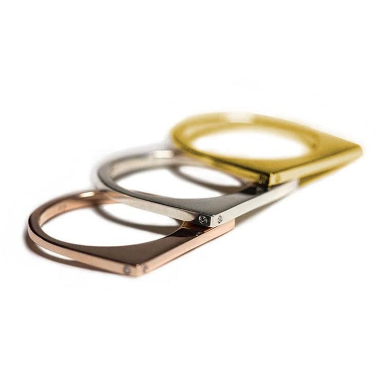 Geometric Ring Simple Two Bar Round Rings for Women Stainless Steel Simple Rose Gold Matte Wedding Party Rings