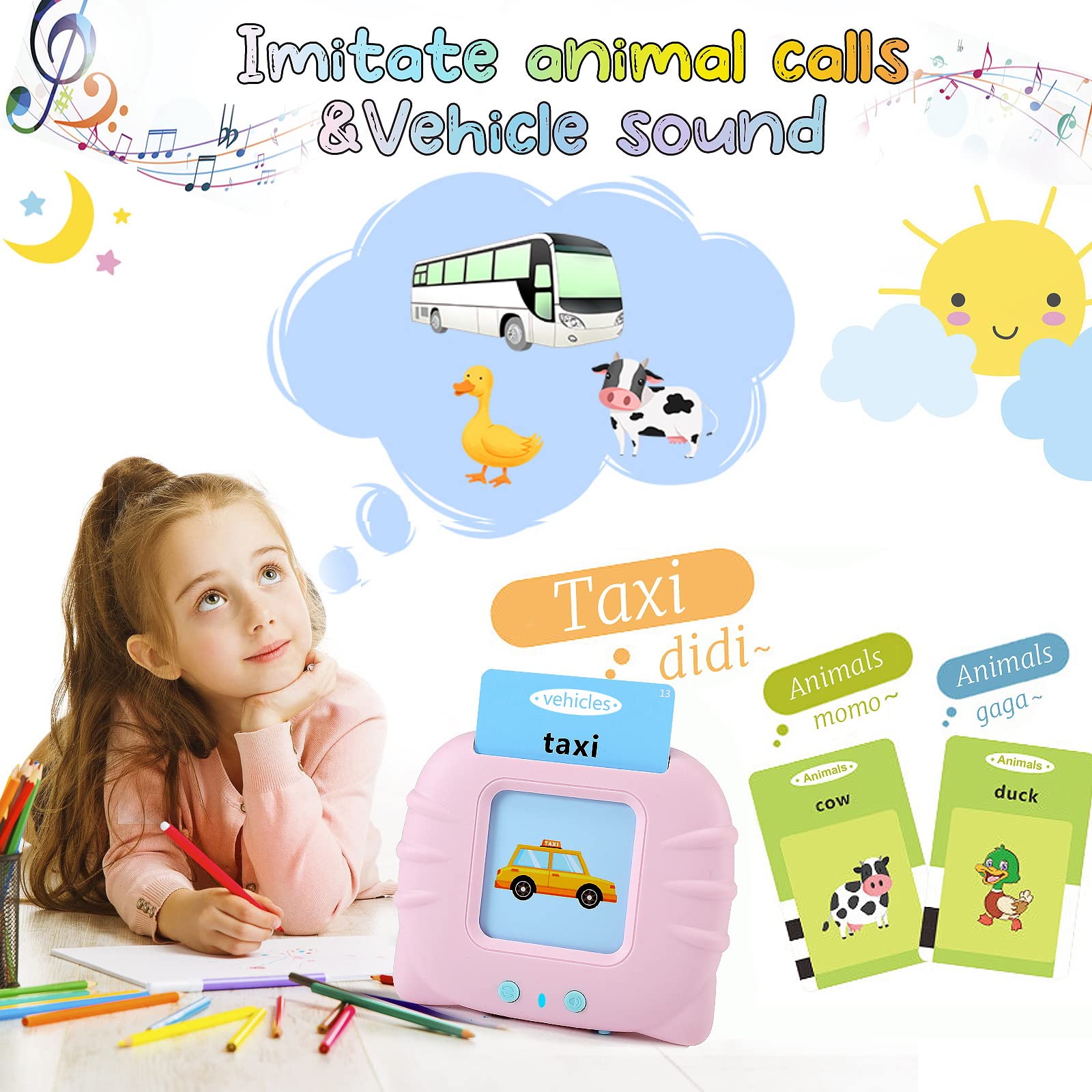 FREE TO FLY Learning Toys Flash Cards for Toddlers 2-4: 384 Sight Words Kindergarten Alphabet ABC Learning Card Machine Tater Tots Pocket Vocab Learning Gift for 2 3 4 5 6 Year Old Girls Boys