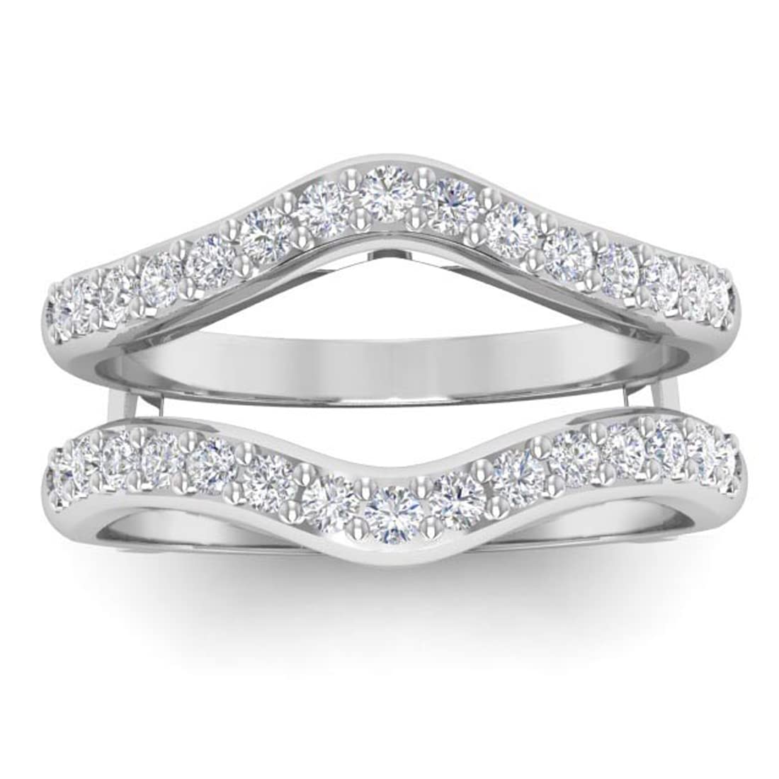 GROWNMINE 2.5 MM 1.5 Cttw Round Cut Moissanite Diamond Enhancer Guard Ring In 925 Sterling Silver For Women (7)
