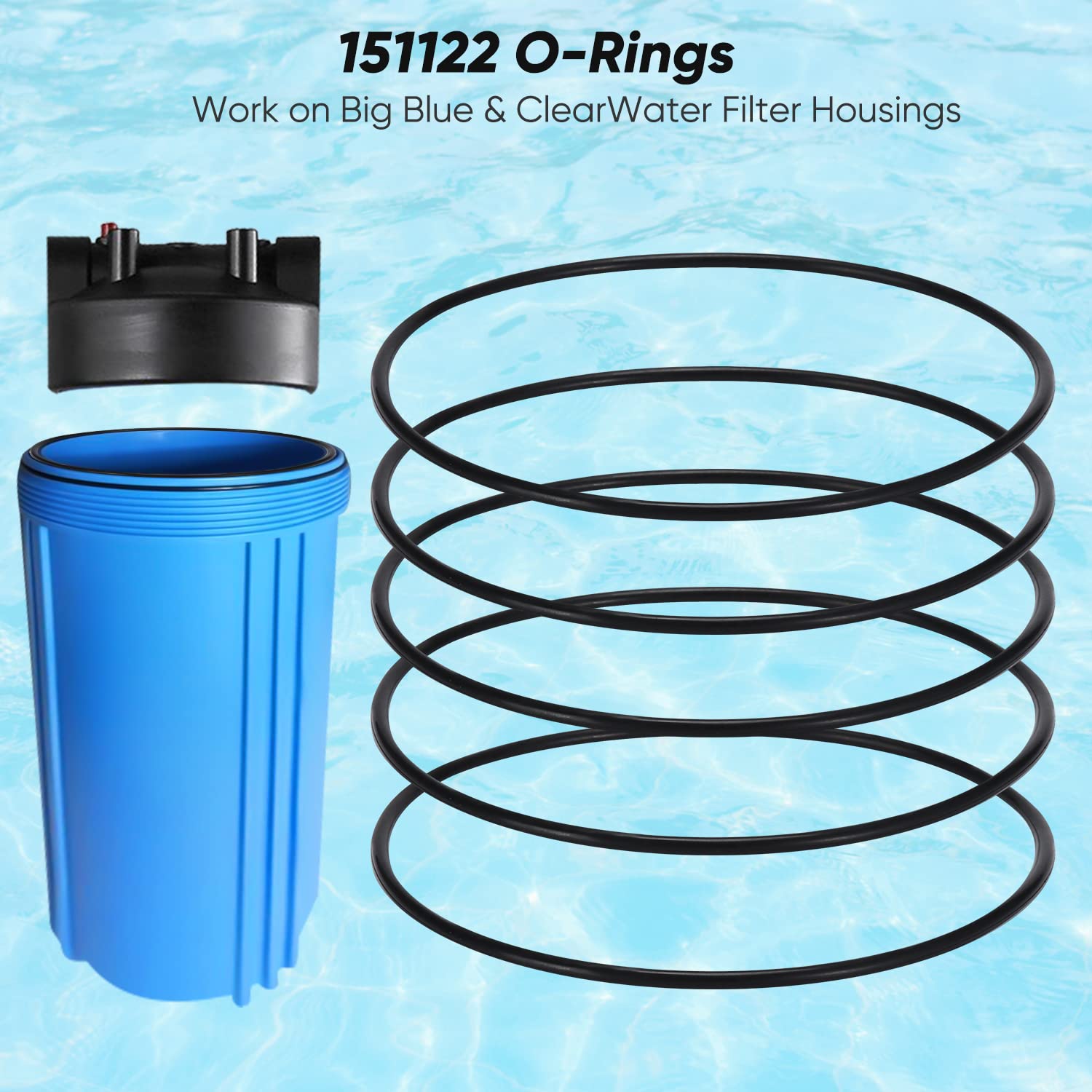 KTWT 151122 Water Filter O Ring Rubber O-Ring for Pentek Big Blue, Pentek Water Filters 152032, 4001756, 151122-03 151122-27, 01019189 Water Filter O Ring (5 Pack)