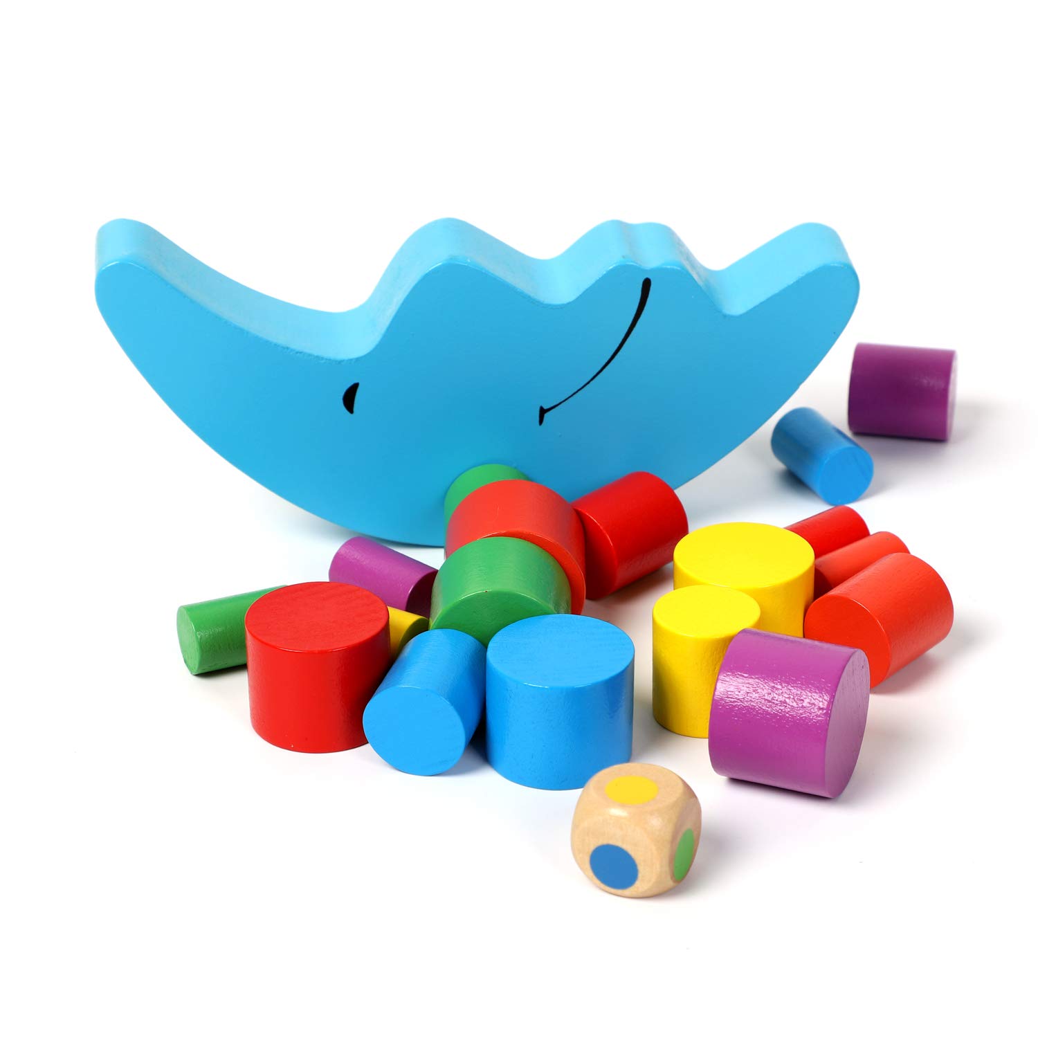 Fuyage Moon Equilibrium Game Wooden Stacking Blocks Balancing Game Sorting Toy Building Early Brain Development for Kids