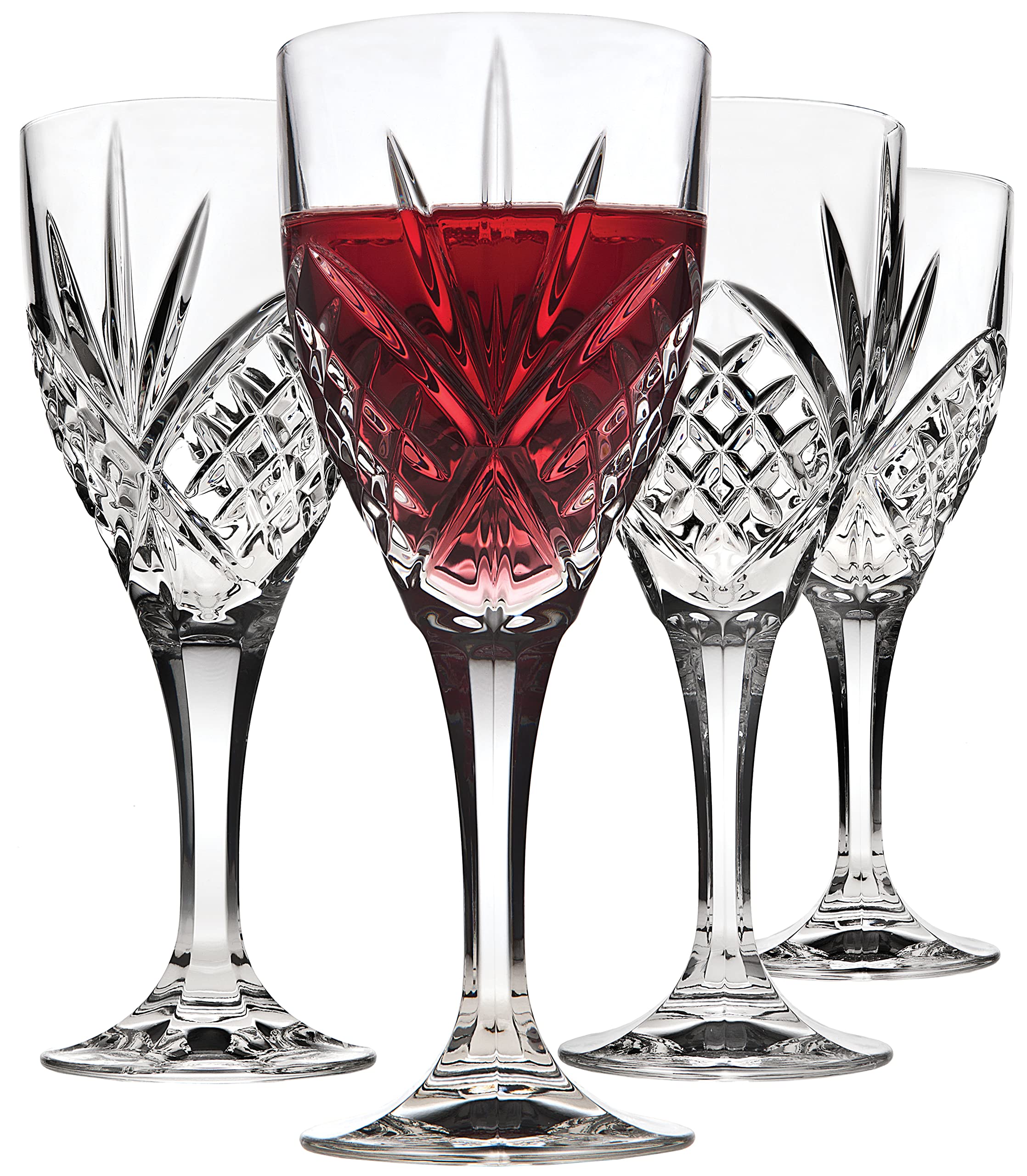Godinger Mixed Drinkware Set, 4 Wine Glasses 4 Highball Glasses 4 Whiskey Glasses, Drinking Glasses Set, Glass Cups Glasses - Dublin Crystal Collection, Set of 12