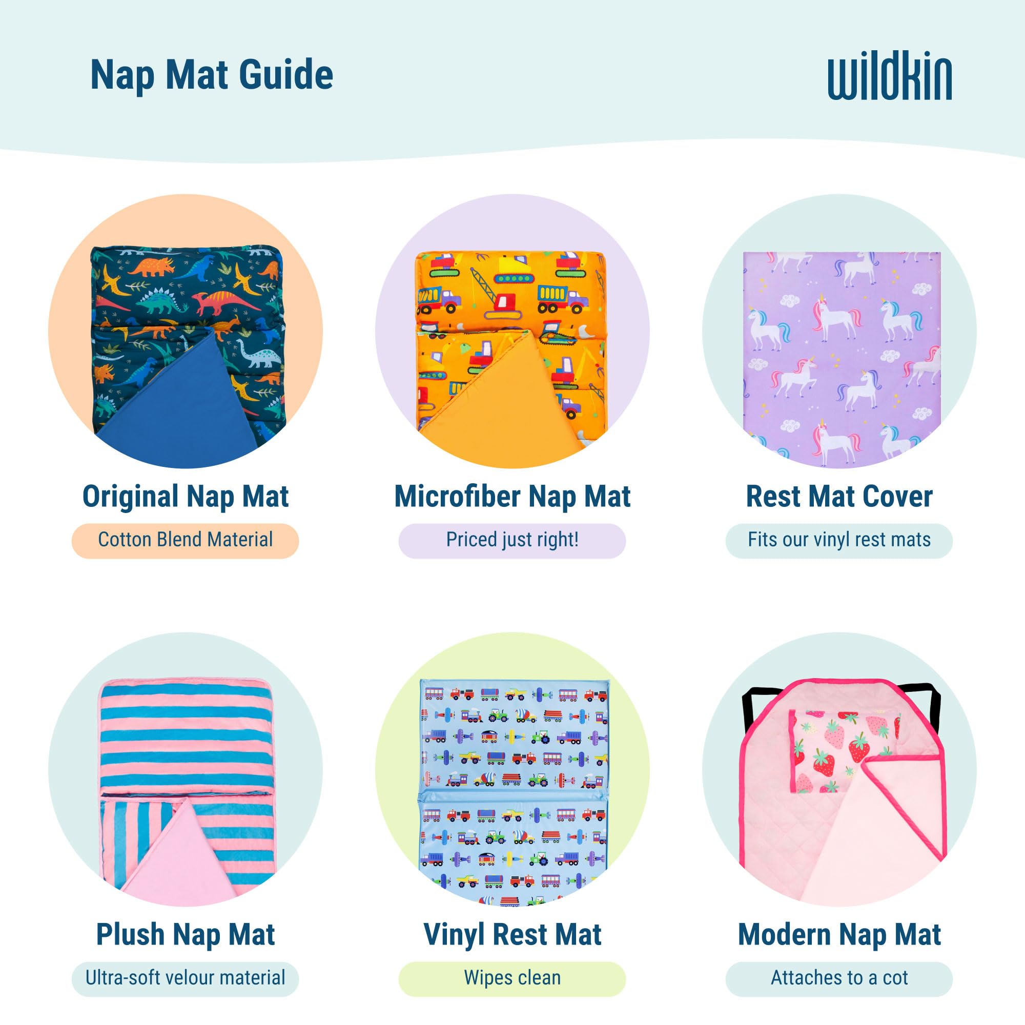 Wildkin Original Nap Mat with Reusable Pillow for Boys and Girls, Perfect for Elementary Sleeping Mat, Features Hook and Loop Fastener, Soft Cotton Blend Materials Nap Mat for Kids (Ballerina)