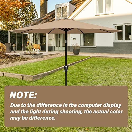 Simple Deluxe 9' Patio Outdoor Table Market Yard Umbrella Replacement Top Cover with 8 Ribs, 9ft Canopy, Tan Canopy