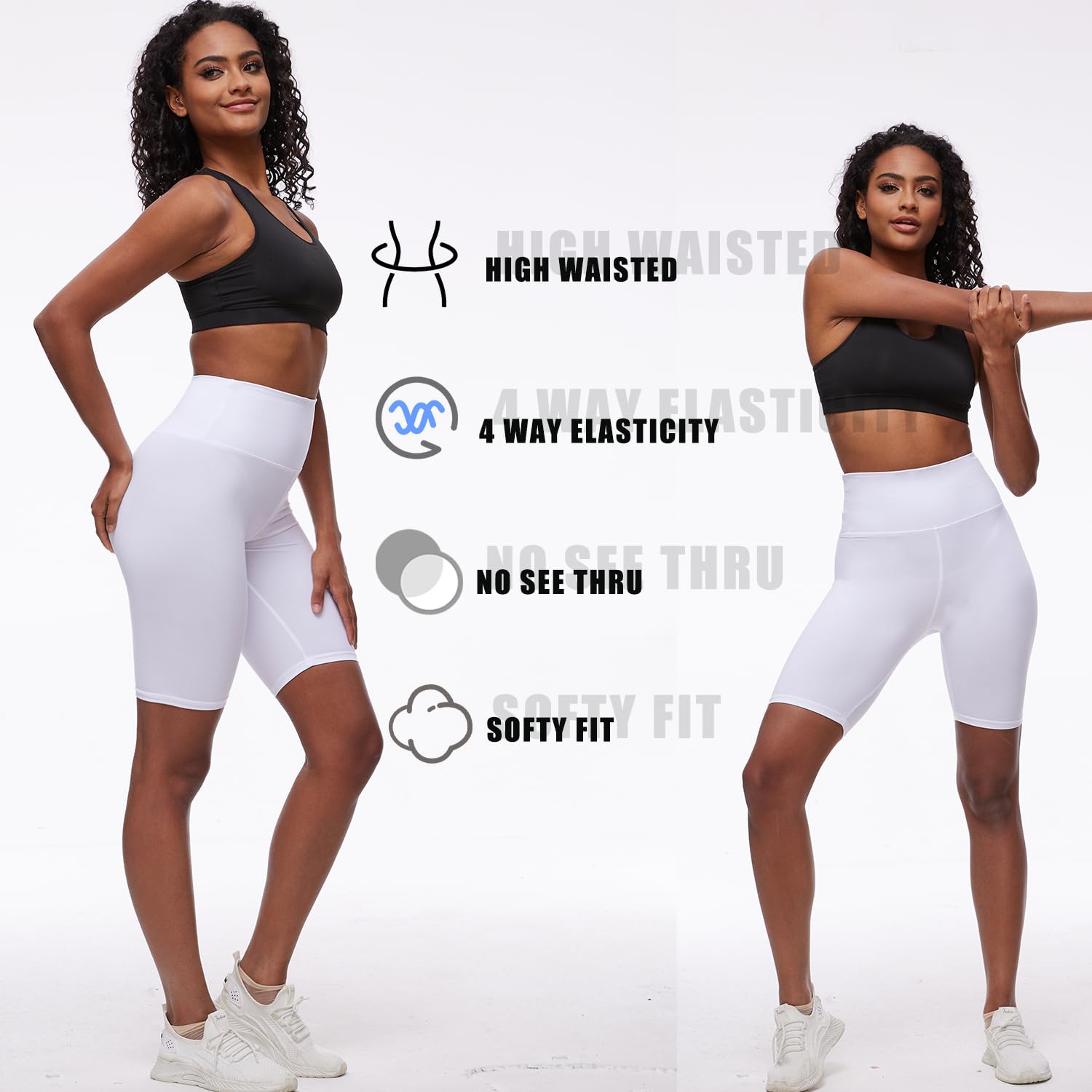 High Waist Workout Biker Shorts for Women-Dual Pockets Tummy Control Yoga Gym Running Pants,Non See-Through Soft Leggings (2# Black,Grey,White,3 Pack,X-Large)