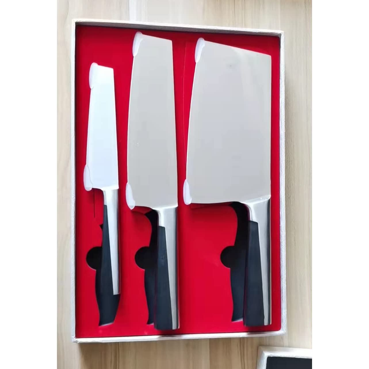 WILDMOK 3pcs Knife Set Stainless Steel Kitchen Knives Set 7inch Bone Chopper 7inch Nakiri Knife and 5inch Utility Cutter with Stainless Steel & ABS Handle, Perfect Cutlery Set Gift