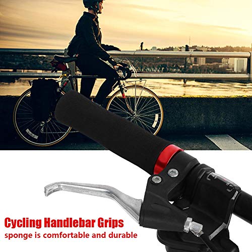 Furnoor Handlebar Grips 1 Pair Cycling Handle Bar End Covers Bike Bicycle Lock-On Handlebar Grips Accessory Durable(Red)