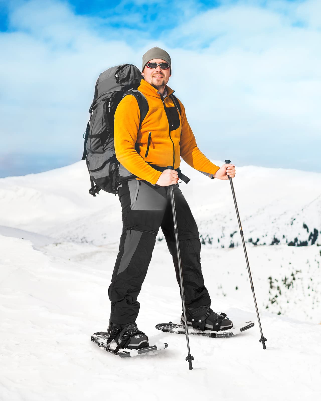 GORPORE All Terrain Snowshoes Trekking Poles (Black, 21" (Up to 150lbs))