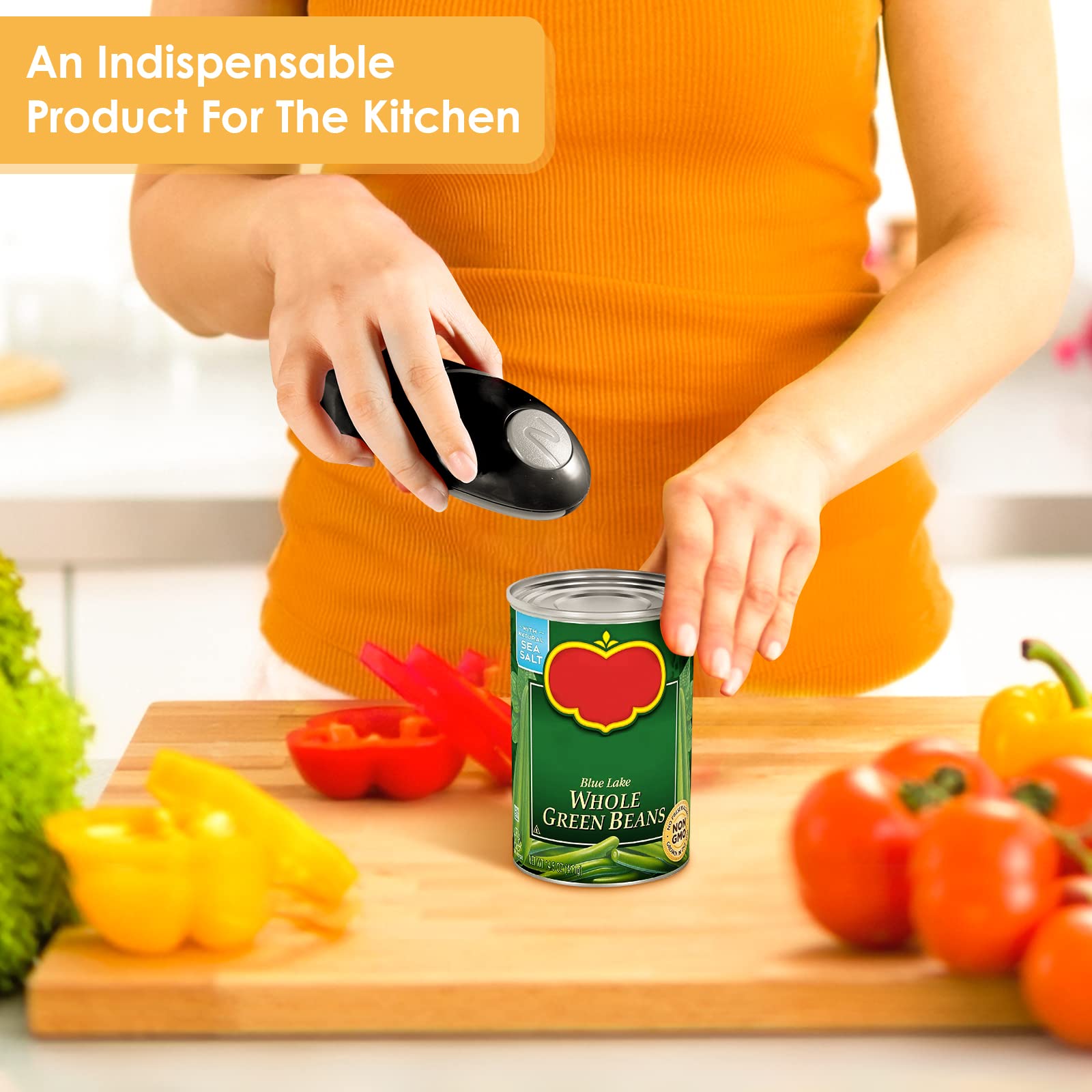 FlyBanboo Electric Can Opener, Can Opener Smooth Edge,Stainless Steel a Simple Push Automatic Electric Can,Best Kitchen Gadget for Arthritis