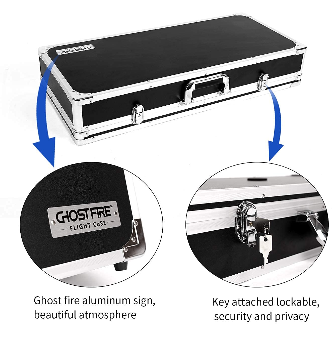 Ghost Fire Guitar Multi Effect Pedal Case 27.5x11.6x4.2in ,with Pedal Mounting Tape Fastener,Sturdy Locking Aluminum ,T series T-EC14