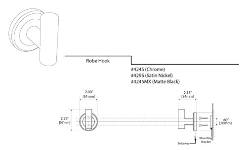 Gatco 4245MX Latitude II, Robe Hook, Matte Black, 2.25"