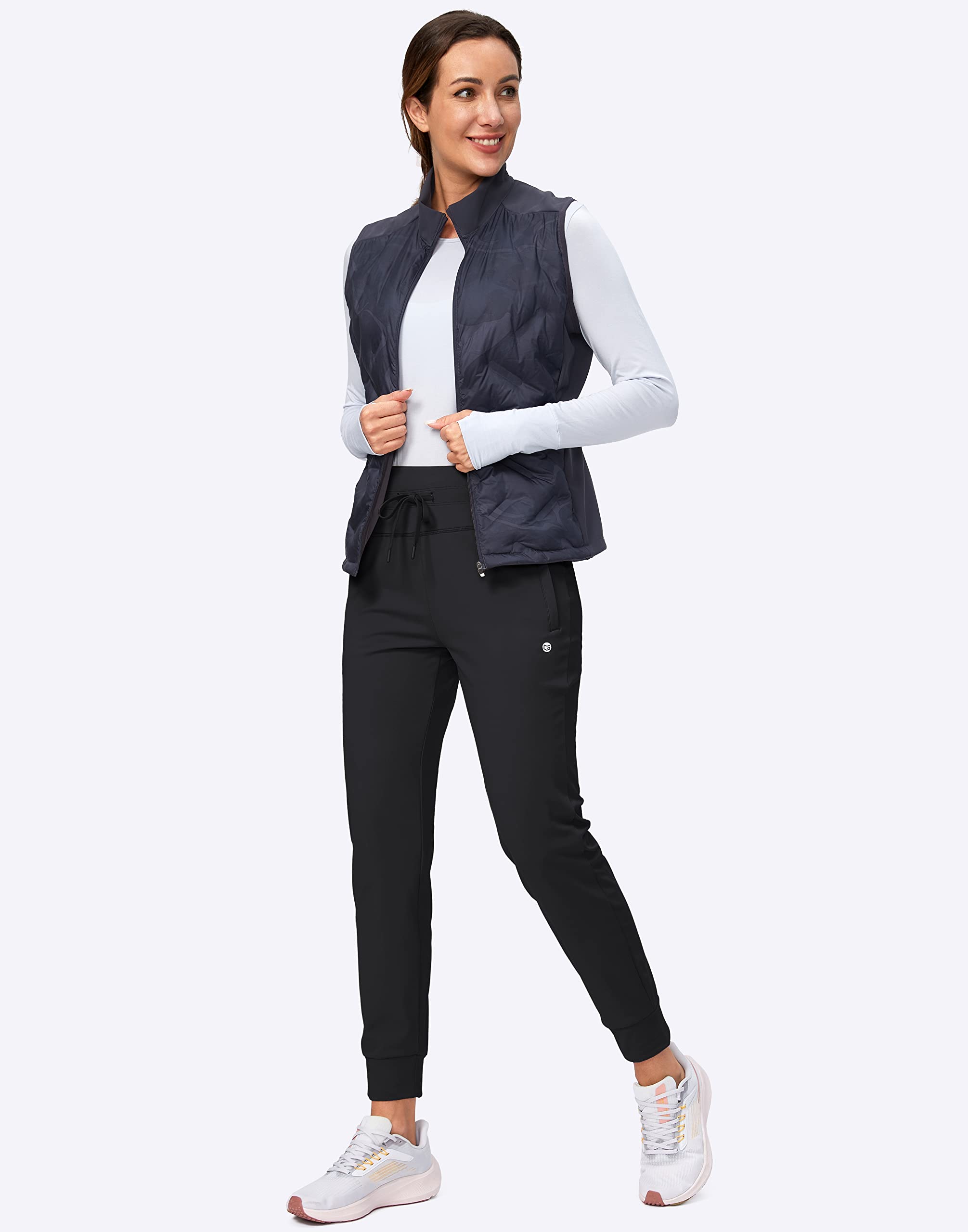 G Gradual Women's Fleece Lined Joggers High Waisted Water Resistant Thermal Winter Sweatpants Running Hiking Pockets (Black, S)
